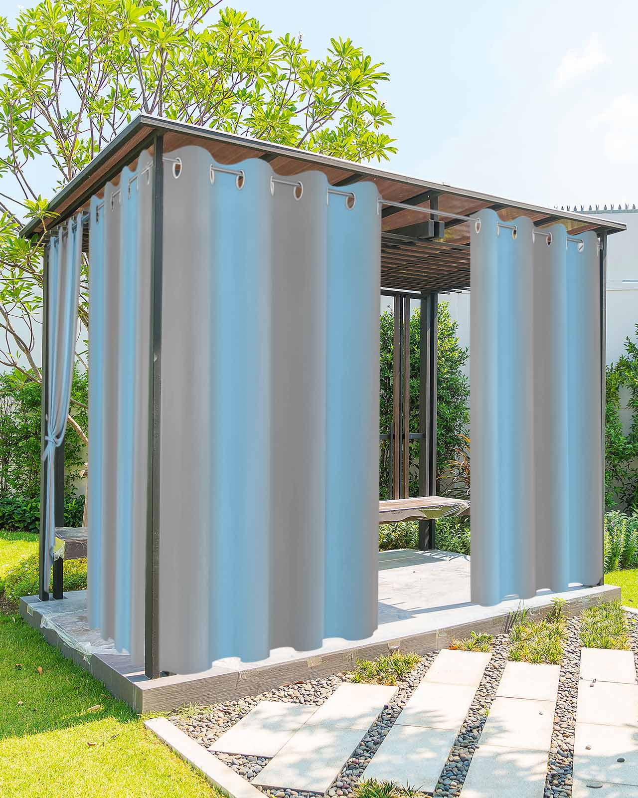 Outdoor Curtains for Patio, Blue Ombre Waterproof Blackout Outside ...
