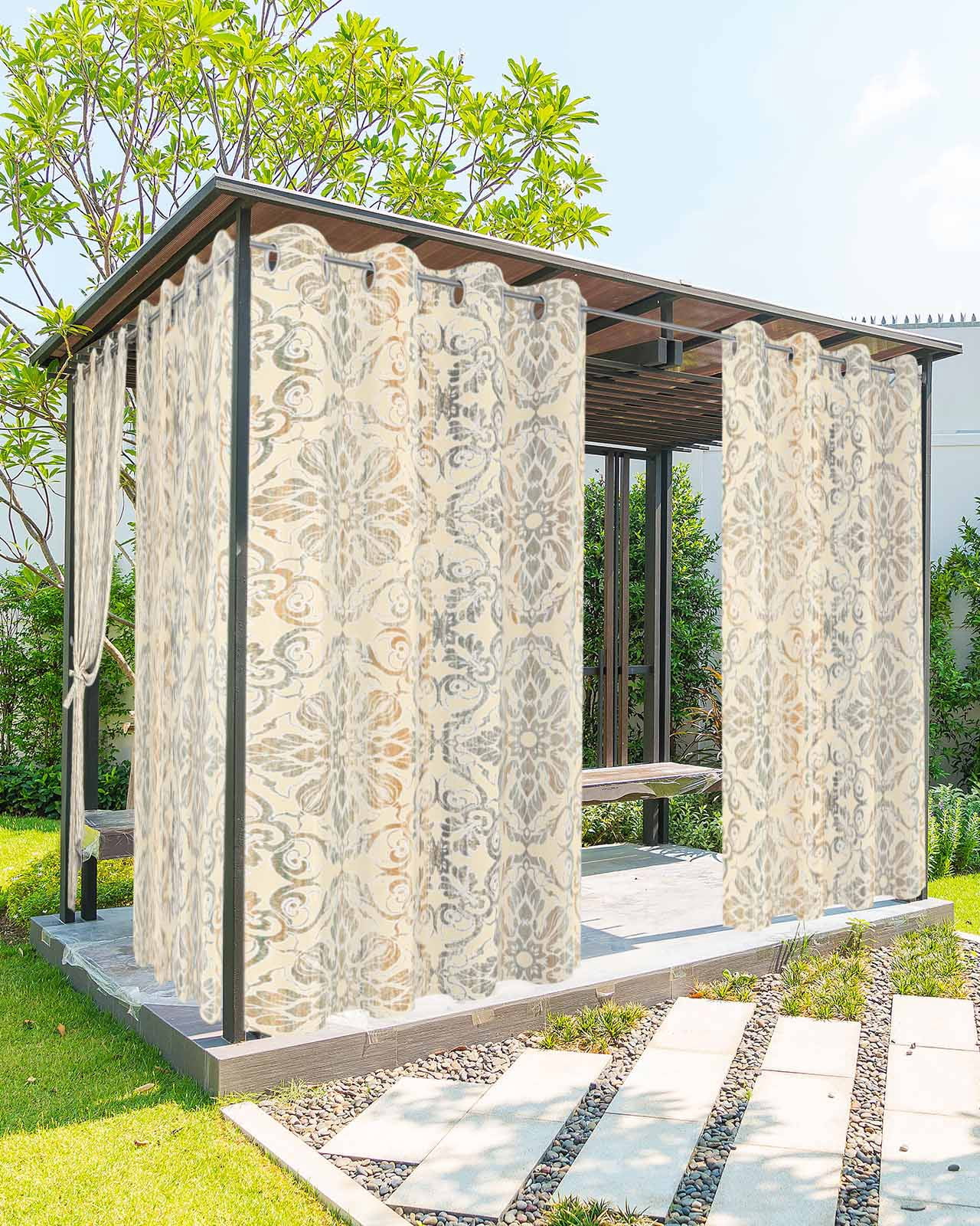Outdoor Curtains for Patio, Bohemian Floral, Waterproof Blackout ...