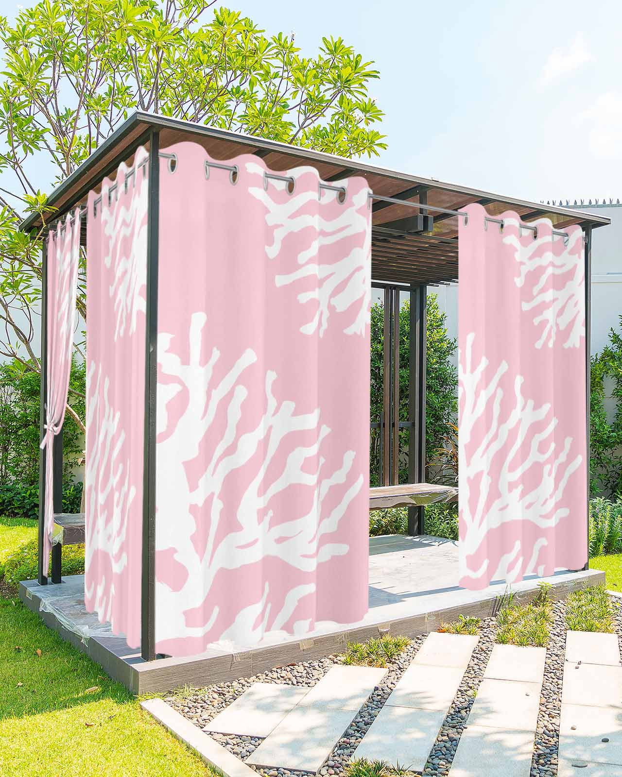 Outdoor Curtains for Patio, Coral Pink Waterproof Blackout Outside ...