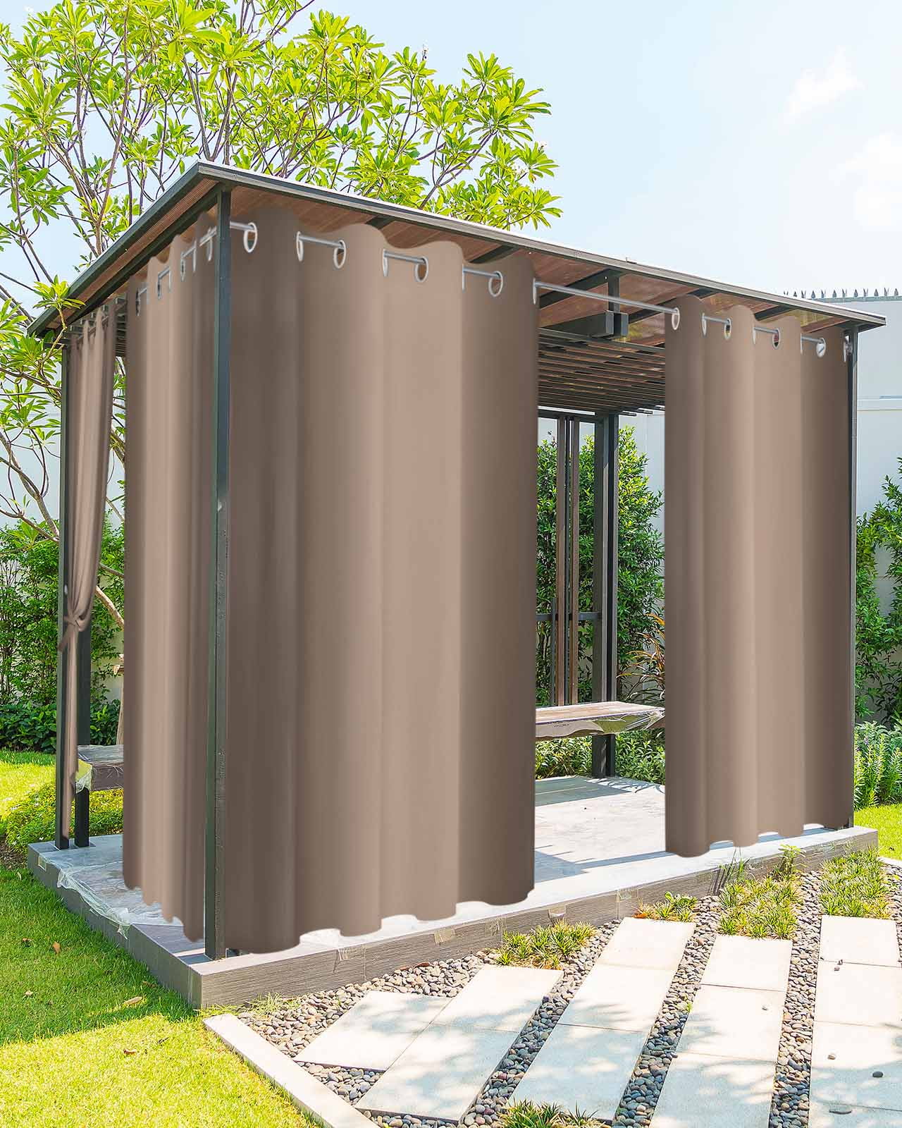 Outdoor Curtains for Patio Ombre Abstract Gradient Dark Brown ...
