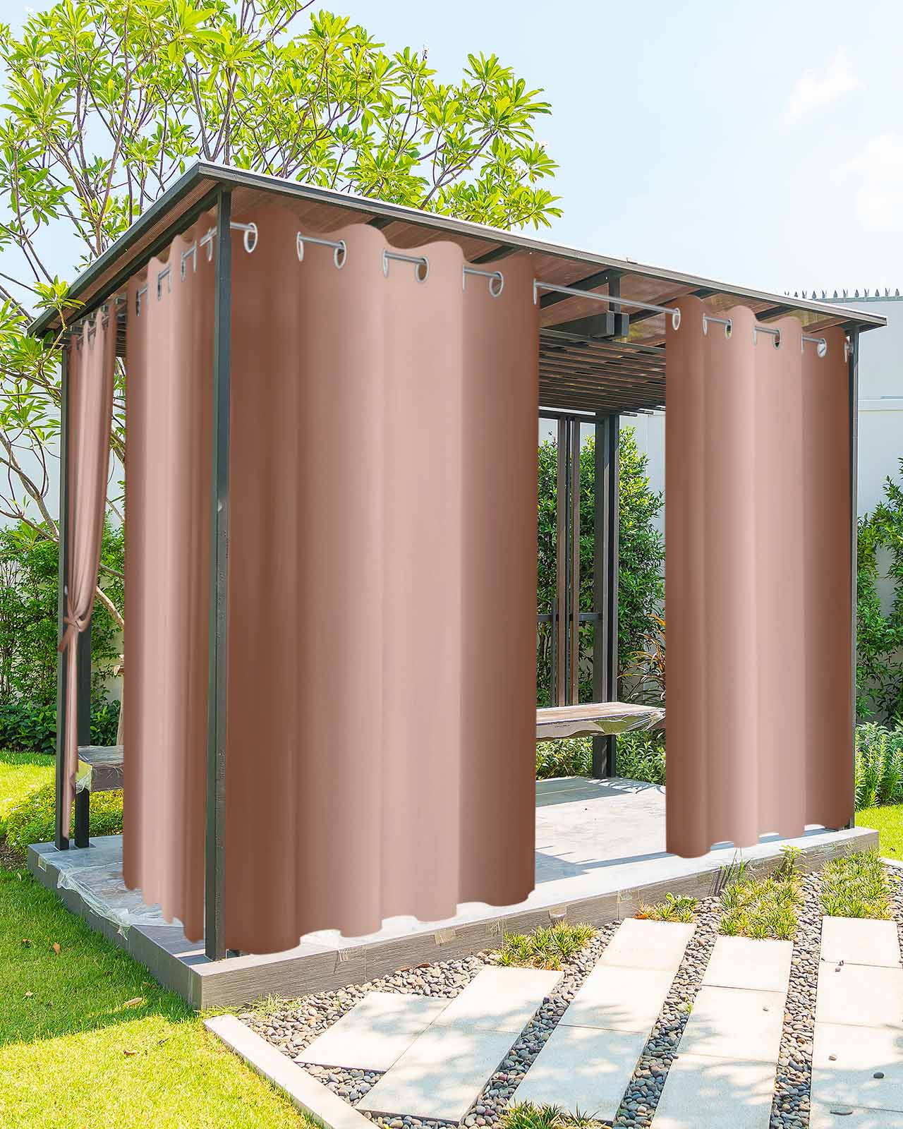 Outdoor Curtains for Patio Ombre Abstract Gradient Maroon Brown ...