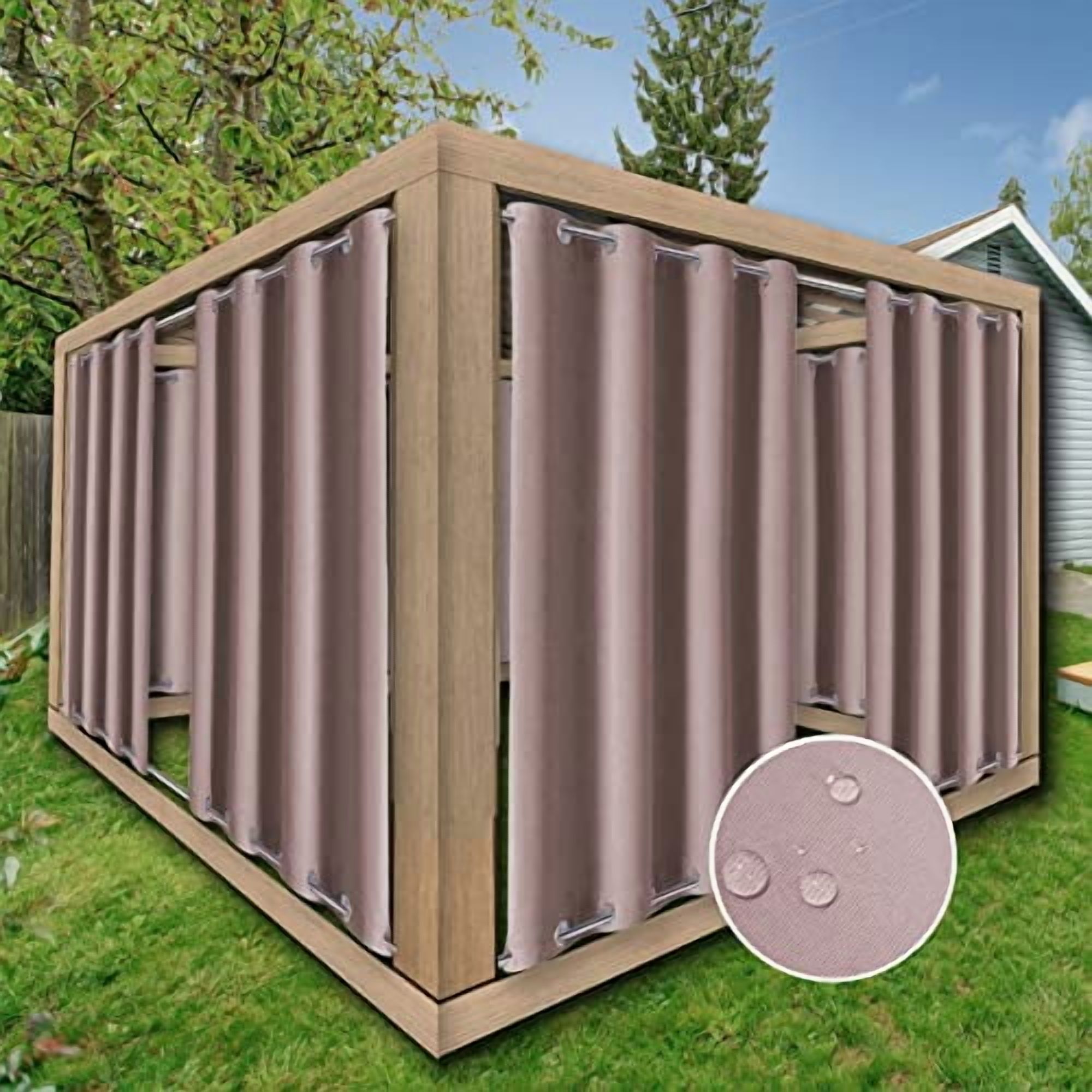 Outdoor Curtains for Patio Rustproof Grommet Top Waterproof Window ...