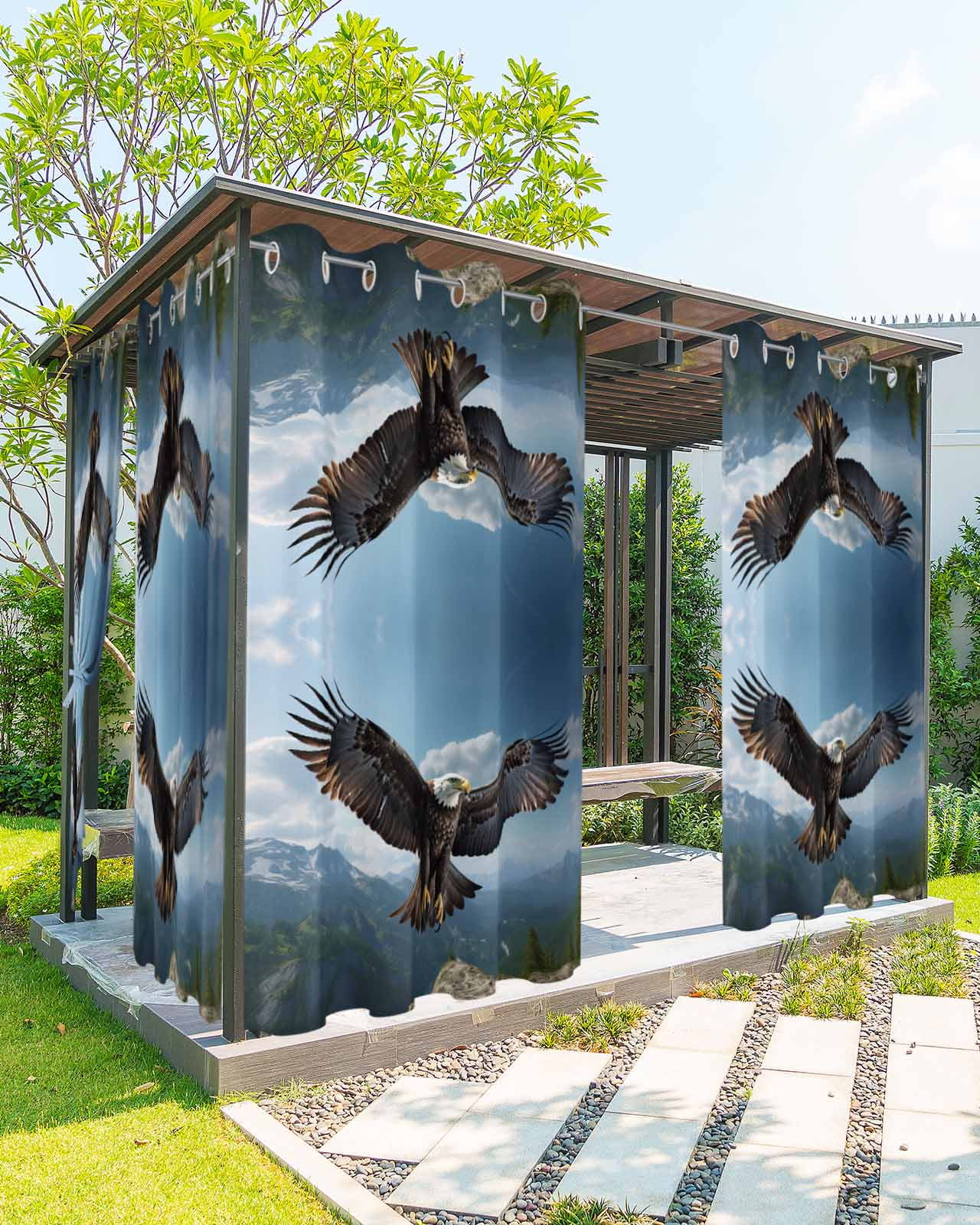Outdoor Curtains for Patio Sky Realism Eagle Nature Waterproof Outdoor ...