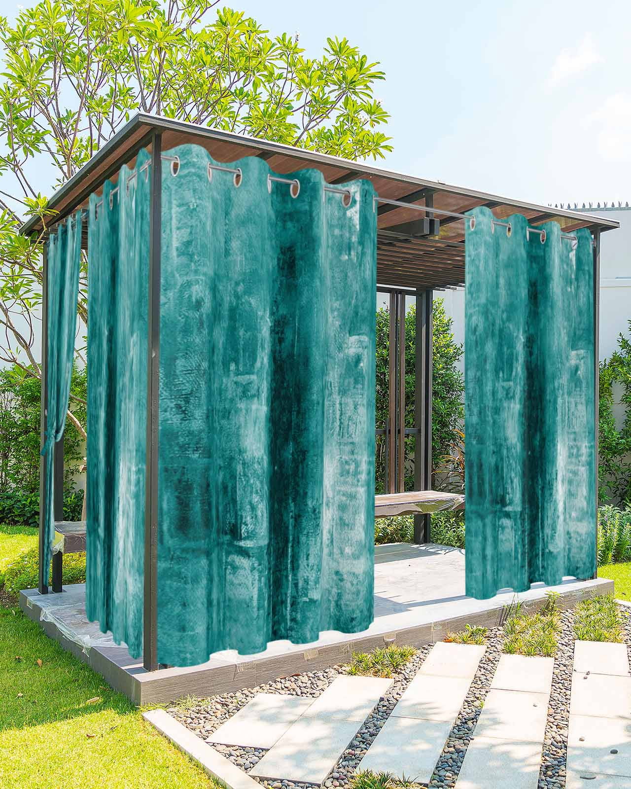 Outdoor Curtains for Patio, Teal Waterproof Blackout Outside Curtain ...