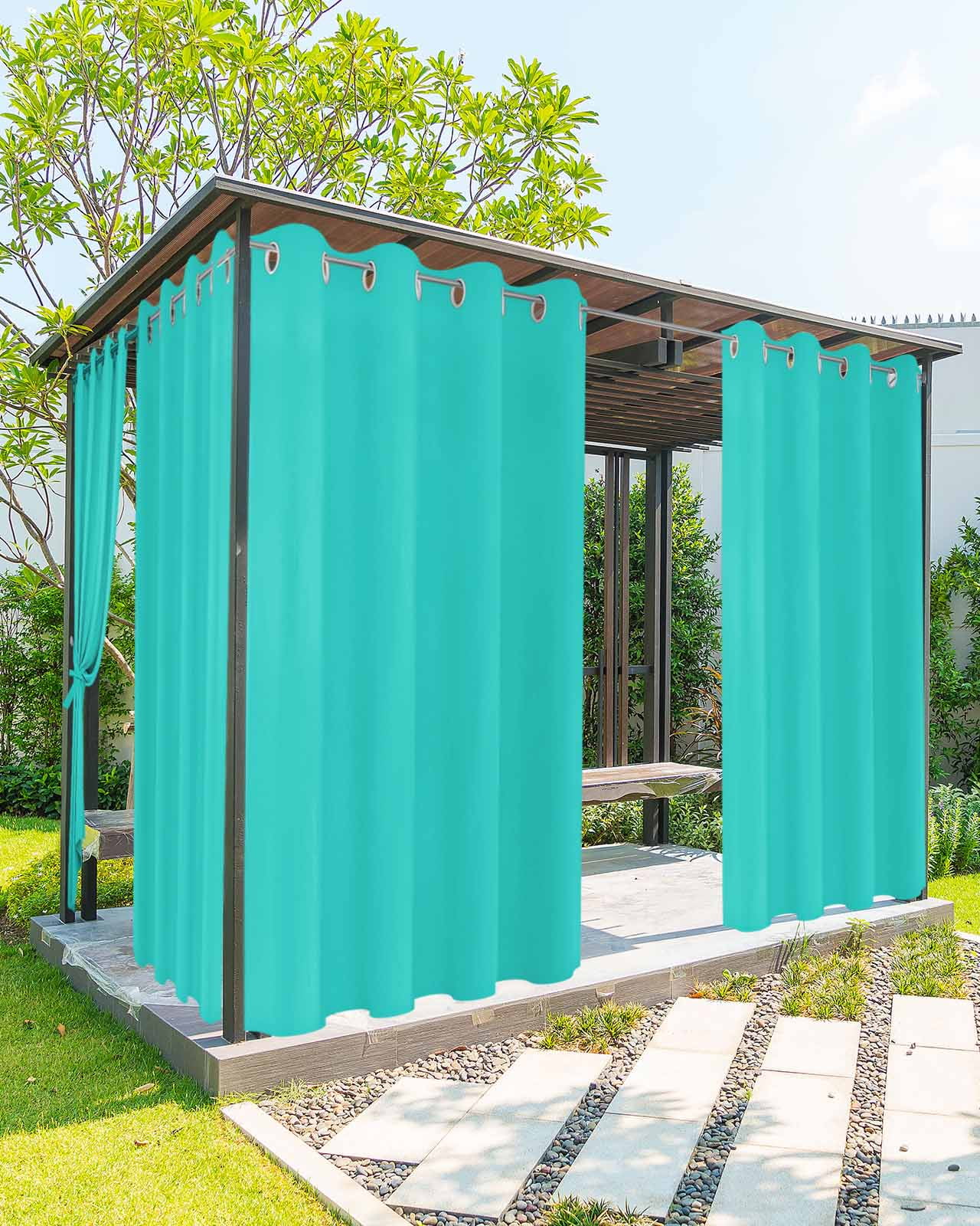 Outdoor Curtains for Patio, Turquoise Waterproof Blackout Outside ...
