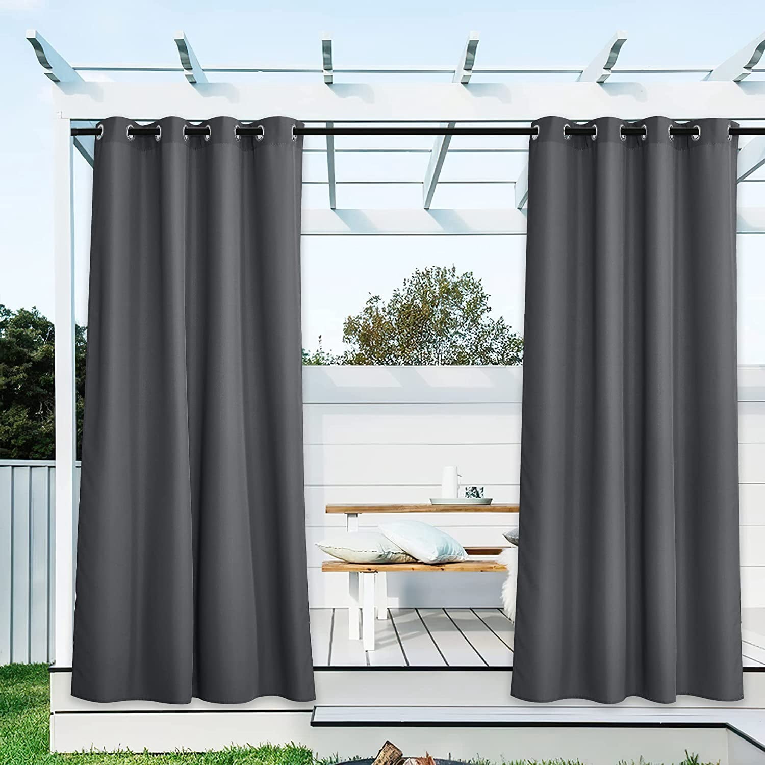 Outdoor Curtains for Patio Waterproof 2 Panels, Rustproof Grommet ...