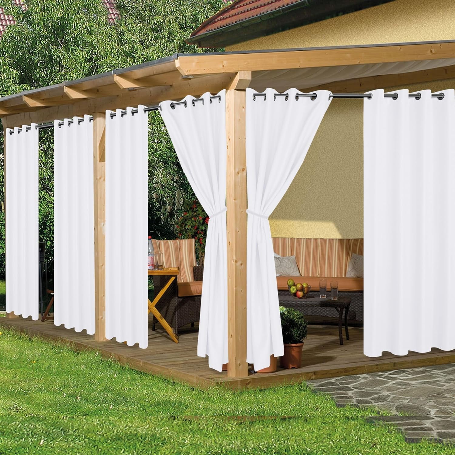 Outdoor Curtains for Patio Waterproof, 6 Panels - 54x84 Inches ...