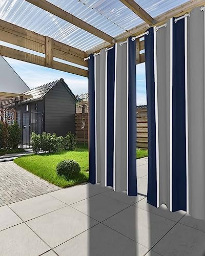 Outdoor Curtains for Patio Waterproof, Black White Vertical Line ...