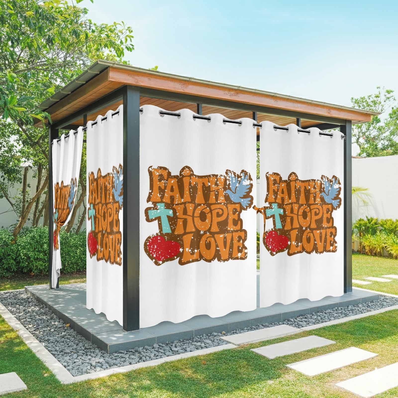 Outdoor Curtains for Patio Waterproof, Burnt Orange Words Outdoor ...