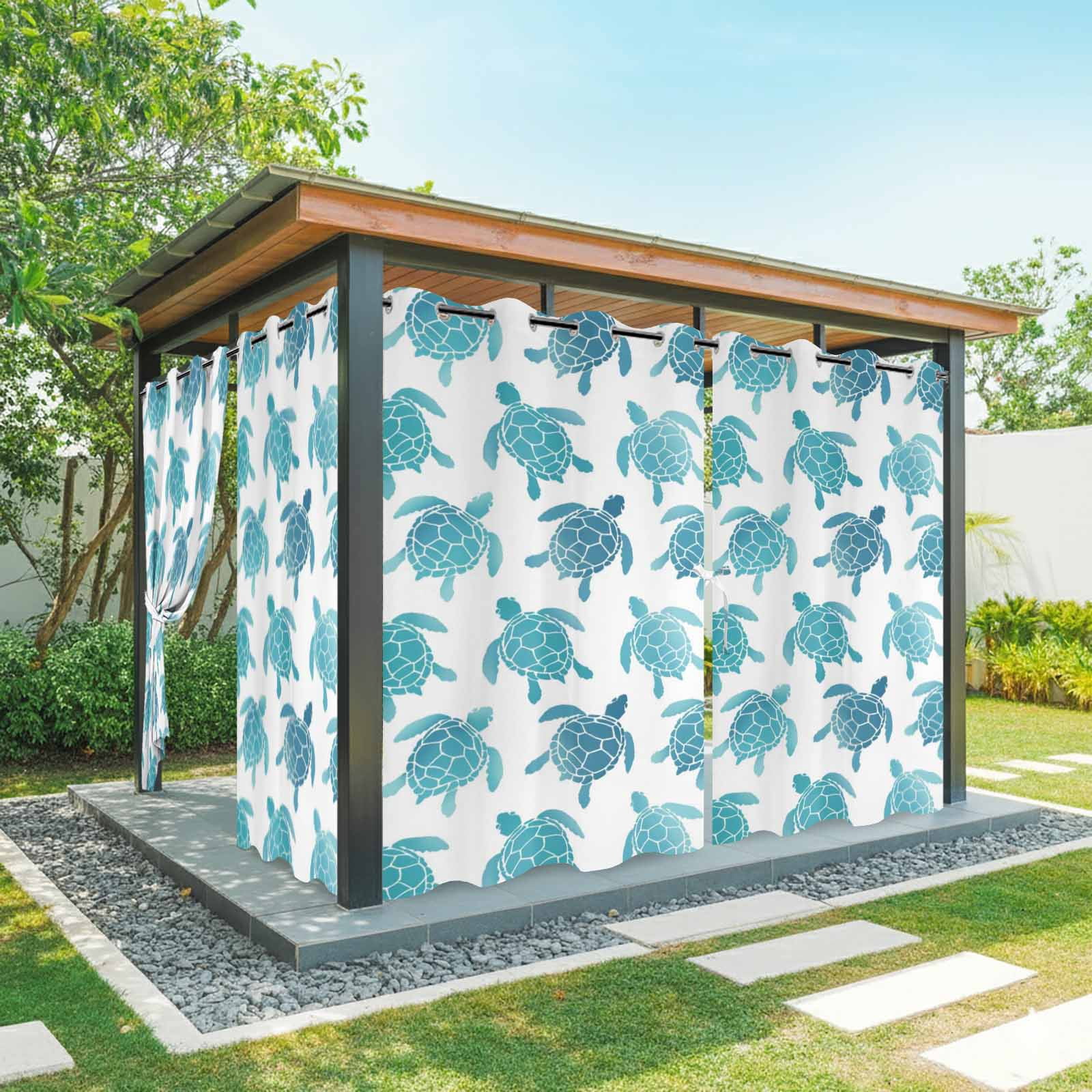 Outdoor Curtains for Patio Waterproof, Coastal Sea Turtle Outdoor ...