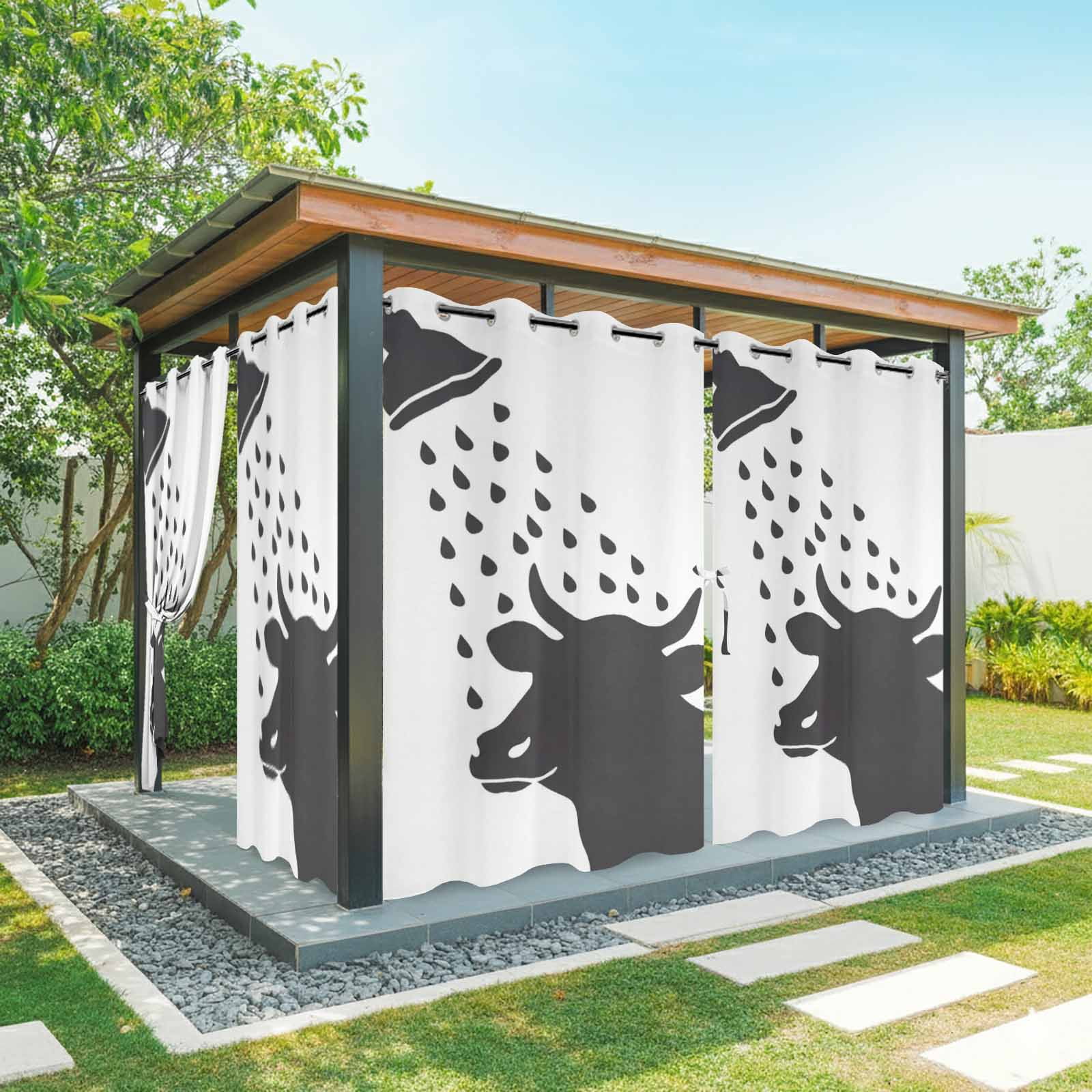 Outdoor Curtains for Patio Waterproof, Cows Showering Outdoor Privacy ...