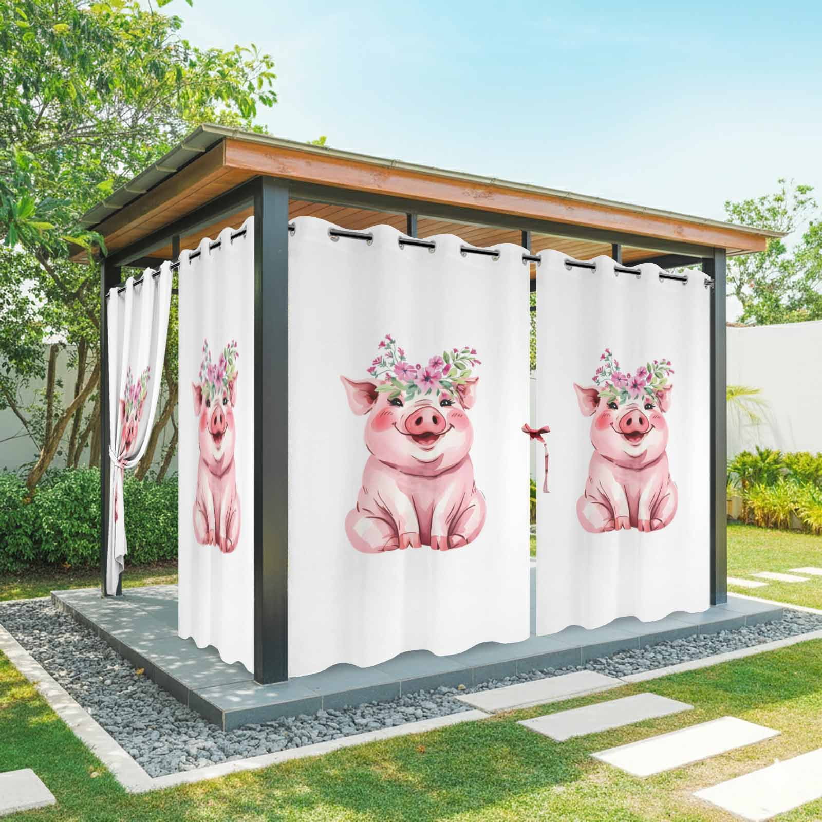 Outdoor Curtains for Patio Waterproof, Funny Pig Outdoor Privacy Panels ...