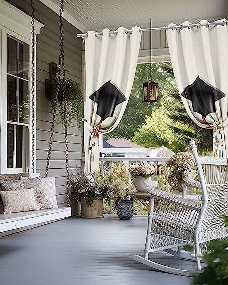 Outdoor Curtains for Patio Waterproof, Grad Cap Outside Curtain 2 Panel ...