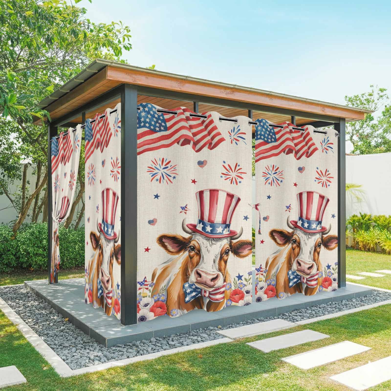 Outdoor Curtains for Patio Waterproof, Independence Day Outdoor Privacy ...
