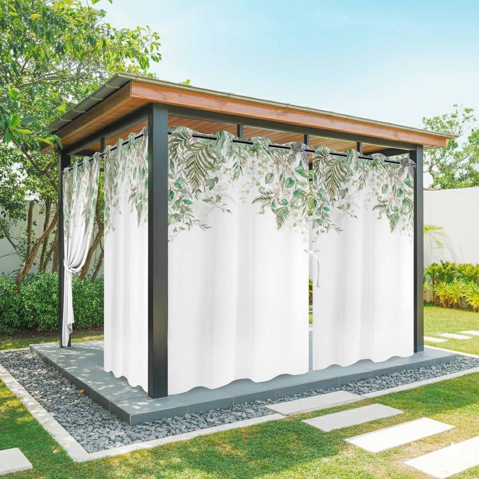 Outdoor Curtains for Patio Waterproof, Sage Green Leaves Outdoor ...
