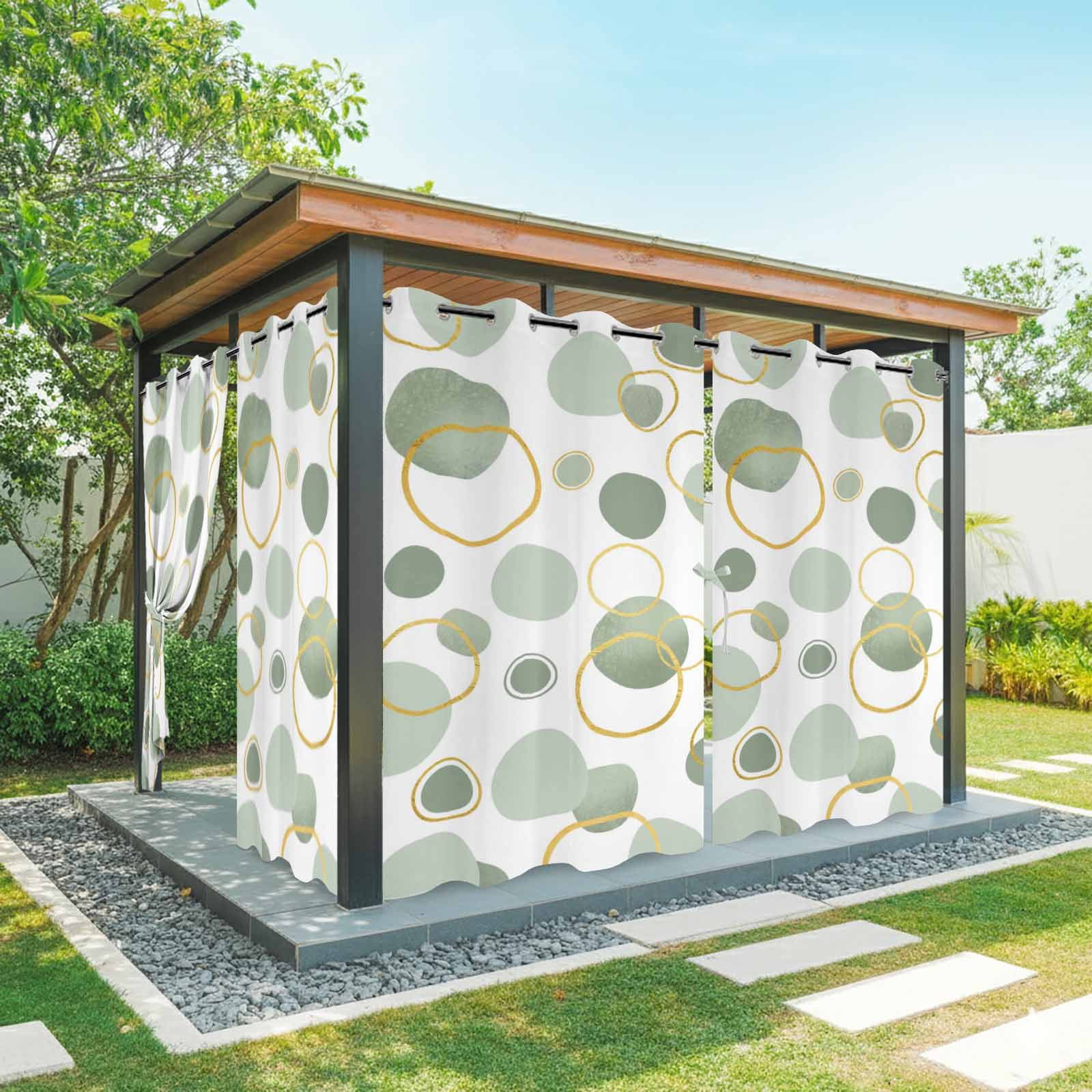 Outdoor Curtains for Patio Waterproof, Sage Green Polka Dots Outdoor ...