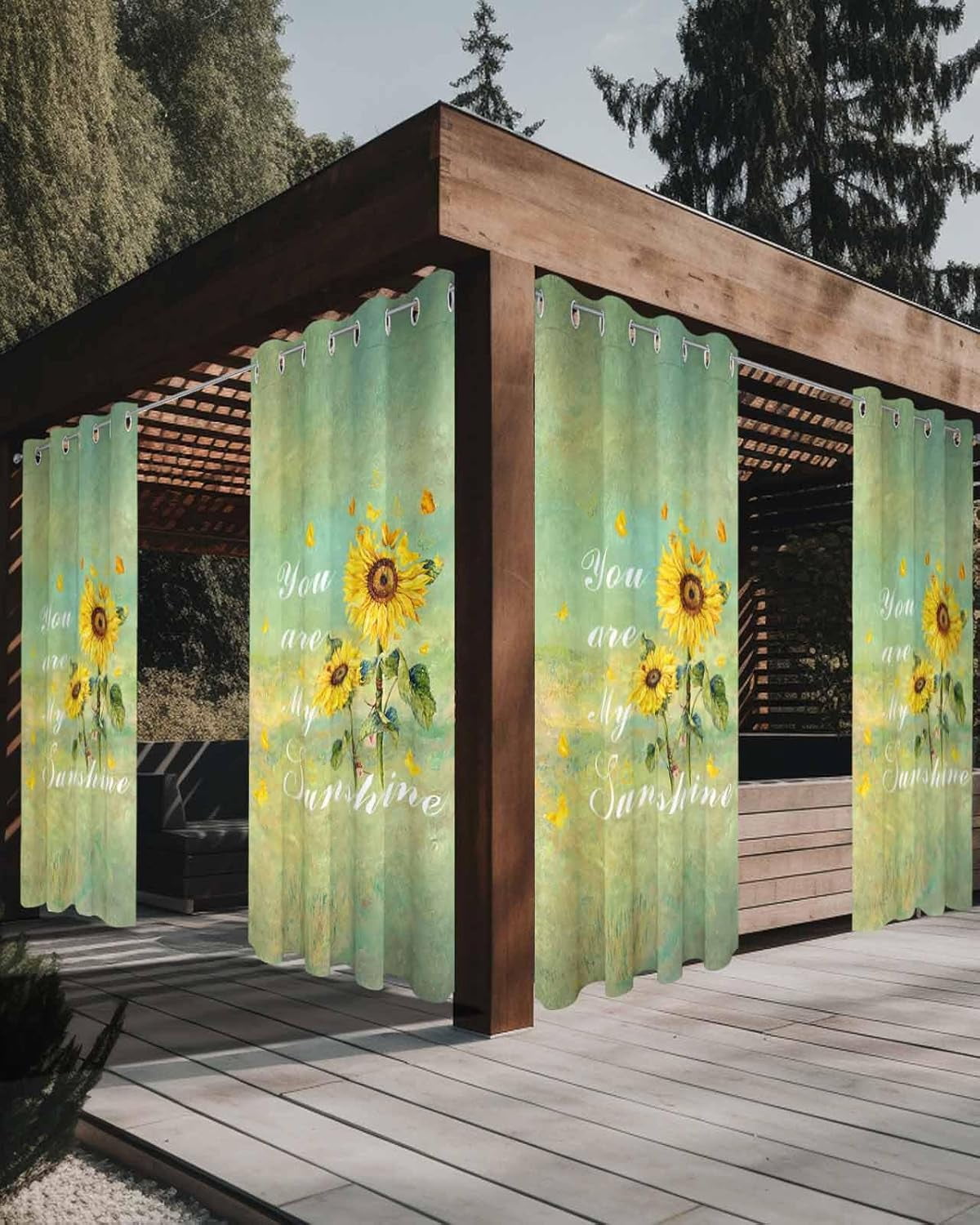 Outdoor Curtains for Patio Waterproof Sunflower Indoor/Outdoor Curtain ...