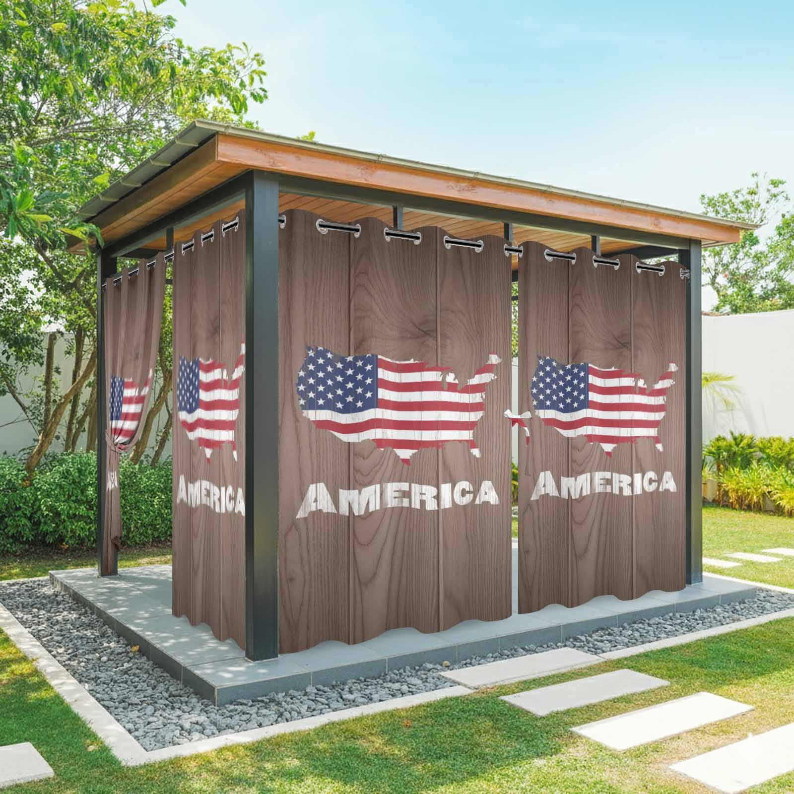 Outdoor Curtains for Patio Waterproof, US Independence Day Outdoor ...