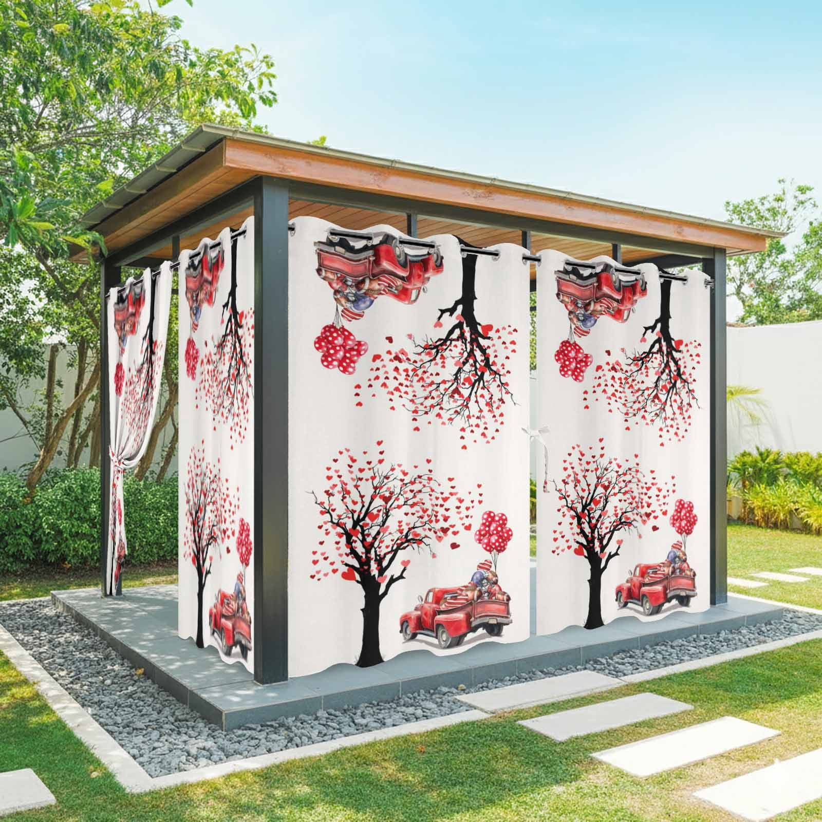 Outdoor Curtains for Patio Waterproof, Valentine's Day Outdoor Privacy ...