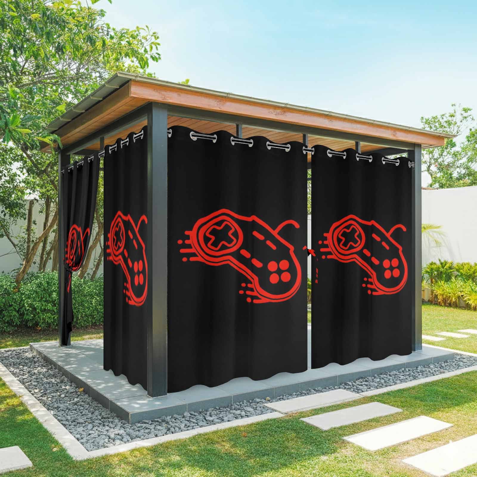 Outdoor Curtains for Patio Waterproof Video Games Controller Indoor ...