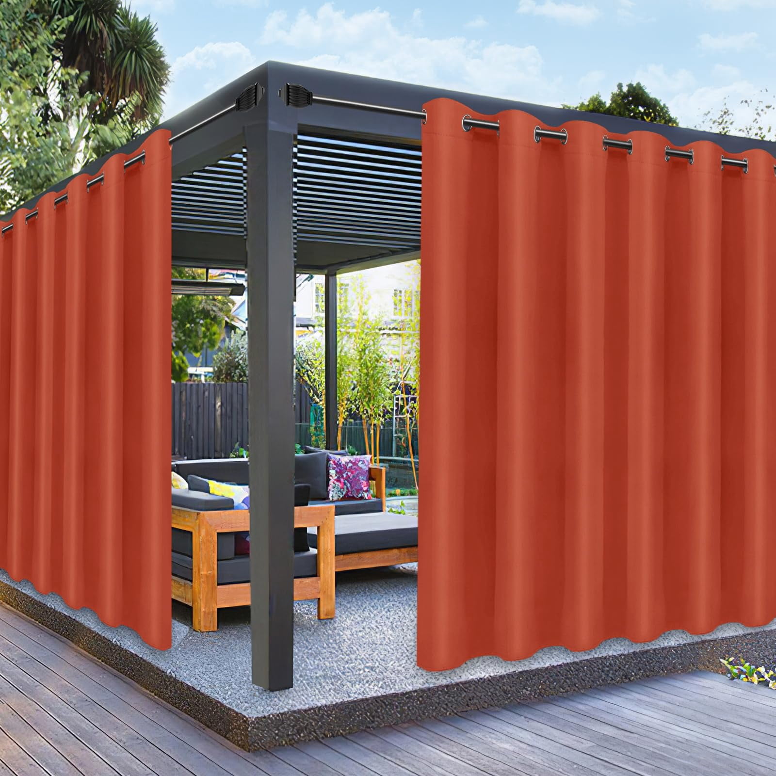 Outdoor Curtains Red Clay 100"W x 95"L (Pack of 1) - Walmart.com