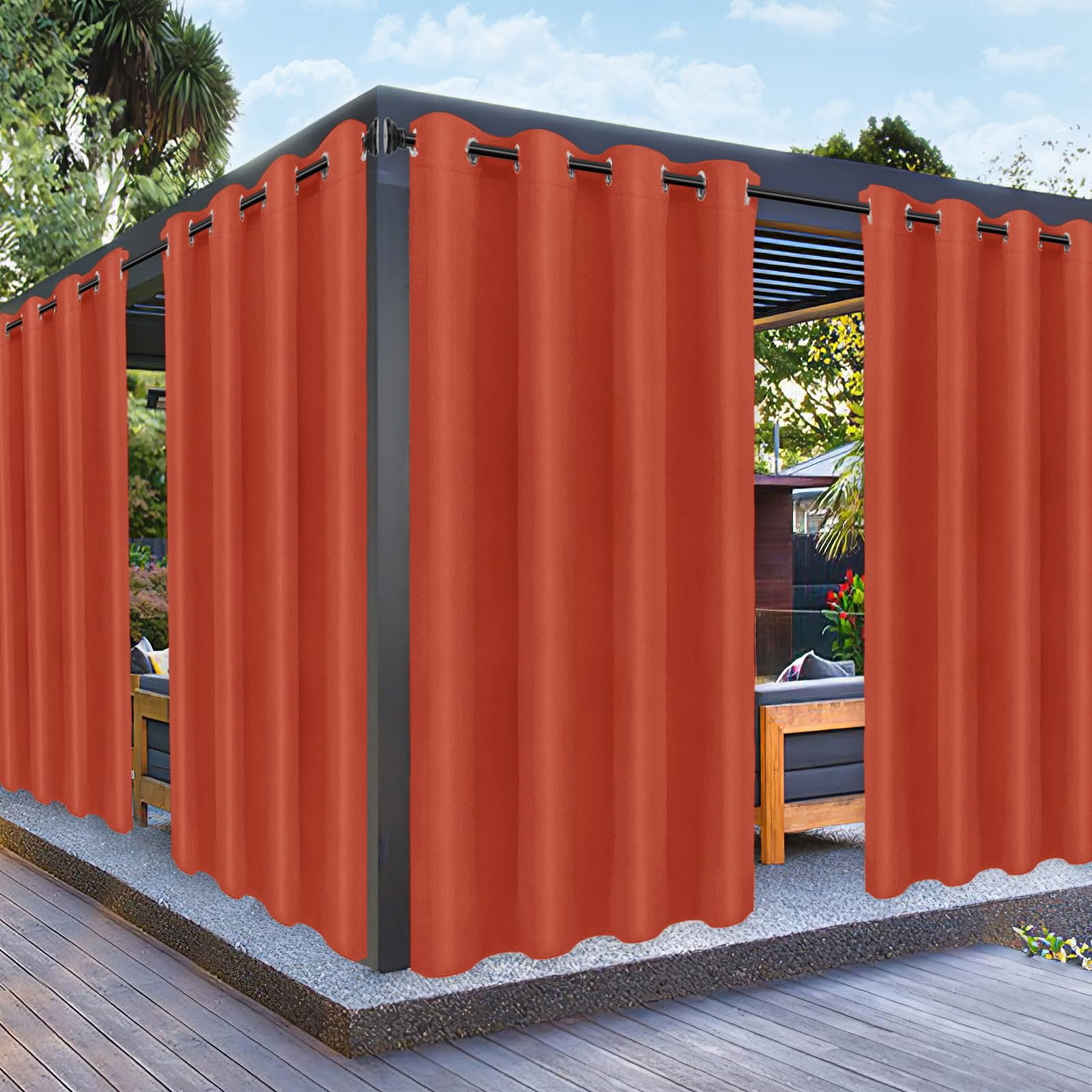 Outdoor Curtains Red Clay 52"W x 95"L (Pack of 1) - Walmart.com