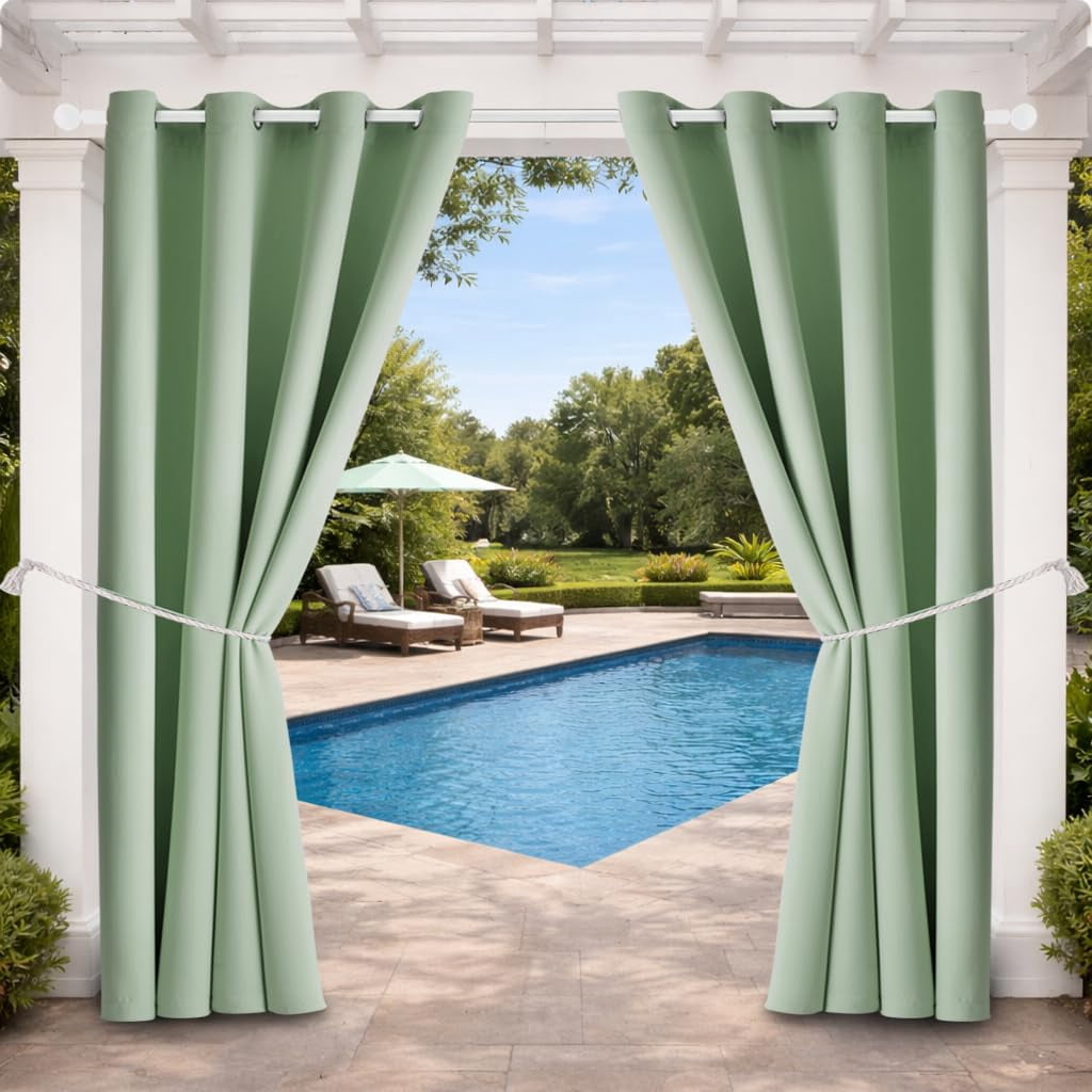 Outdoor Curtains Sage Green 52"W x 72"L (Pack of 2) - Walmart.com