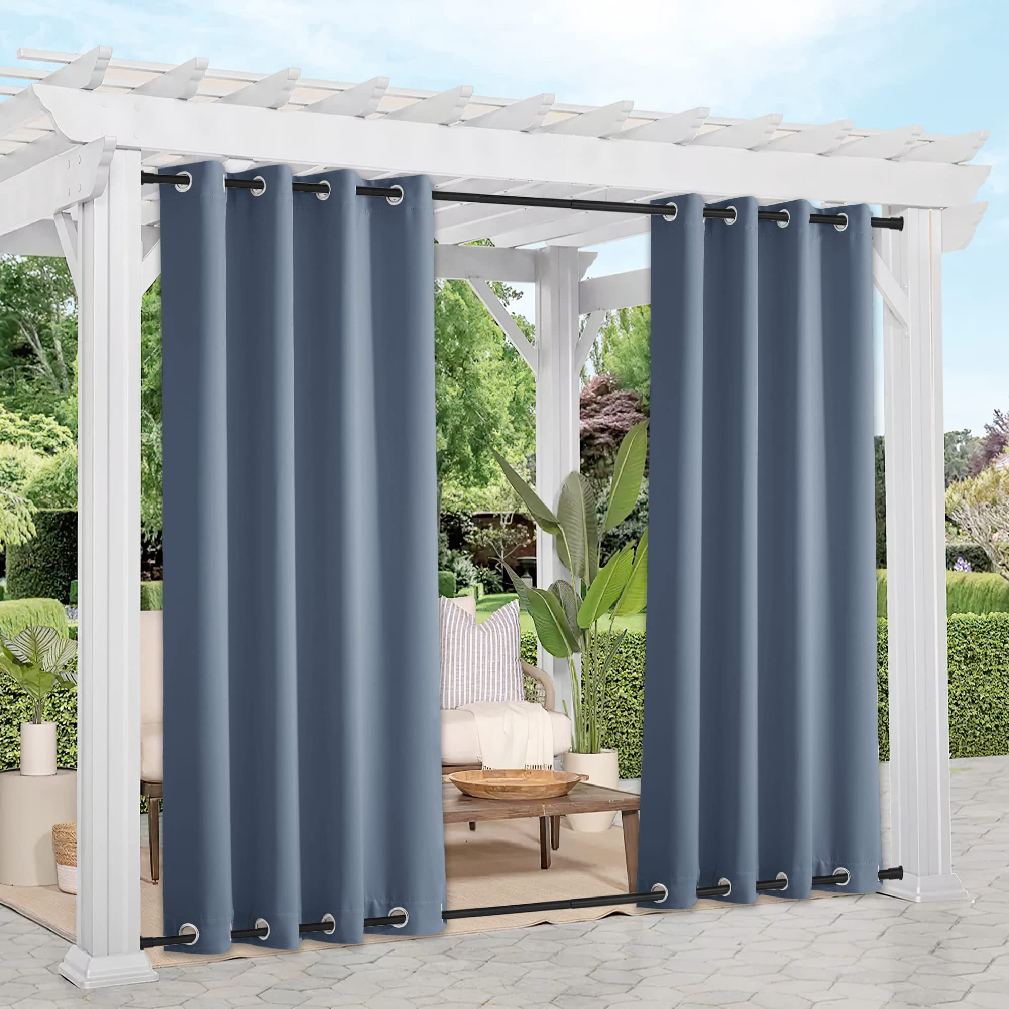 Outdoor Curtains Stone Blue 52"W x 95"L (Pack of 2) - Walmart.com