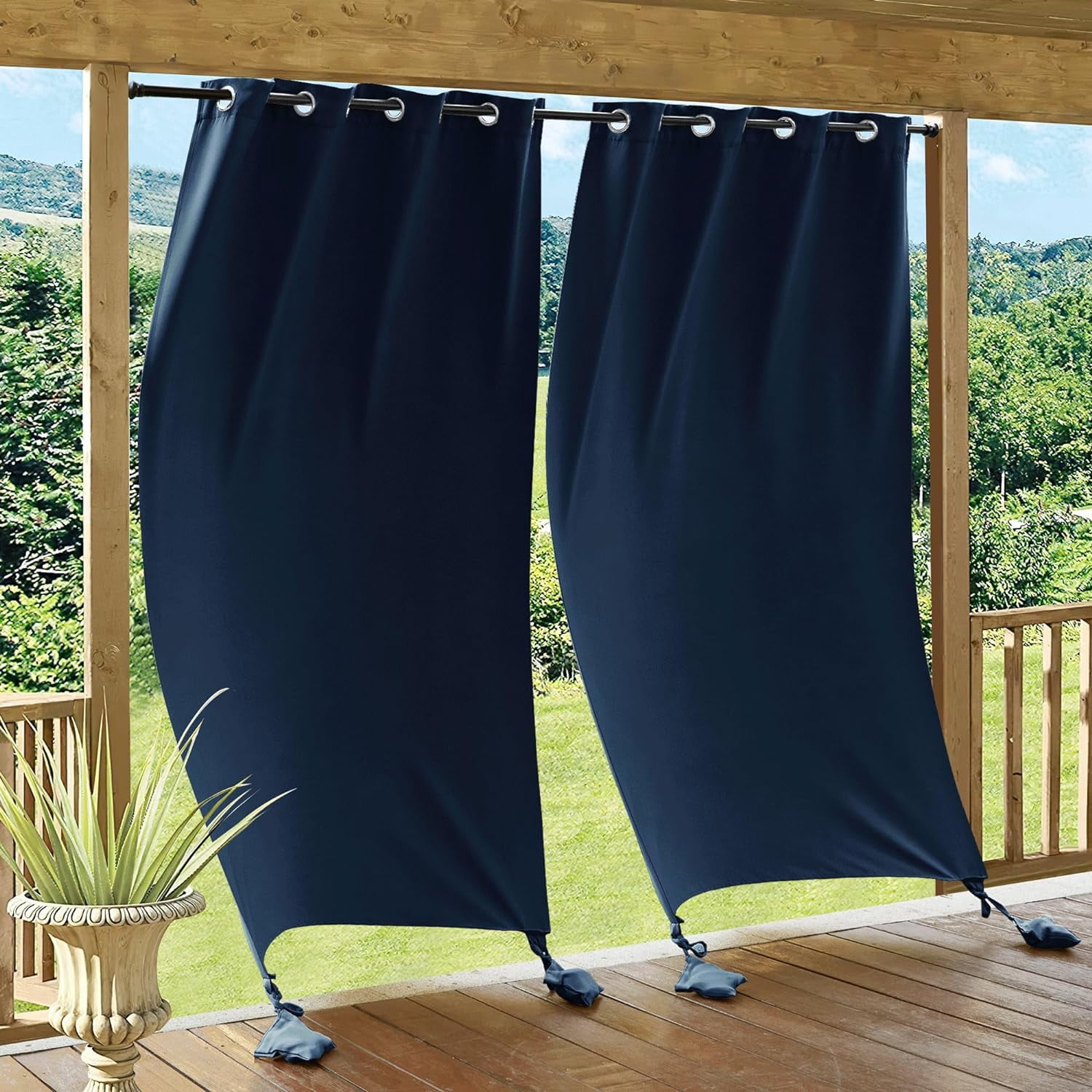 Outdoor Curtains Windproof - Waterproof Blackout Curtain with Weight ...