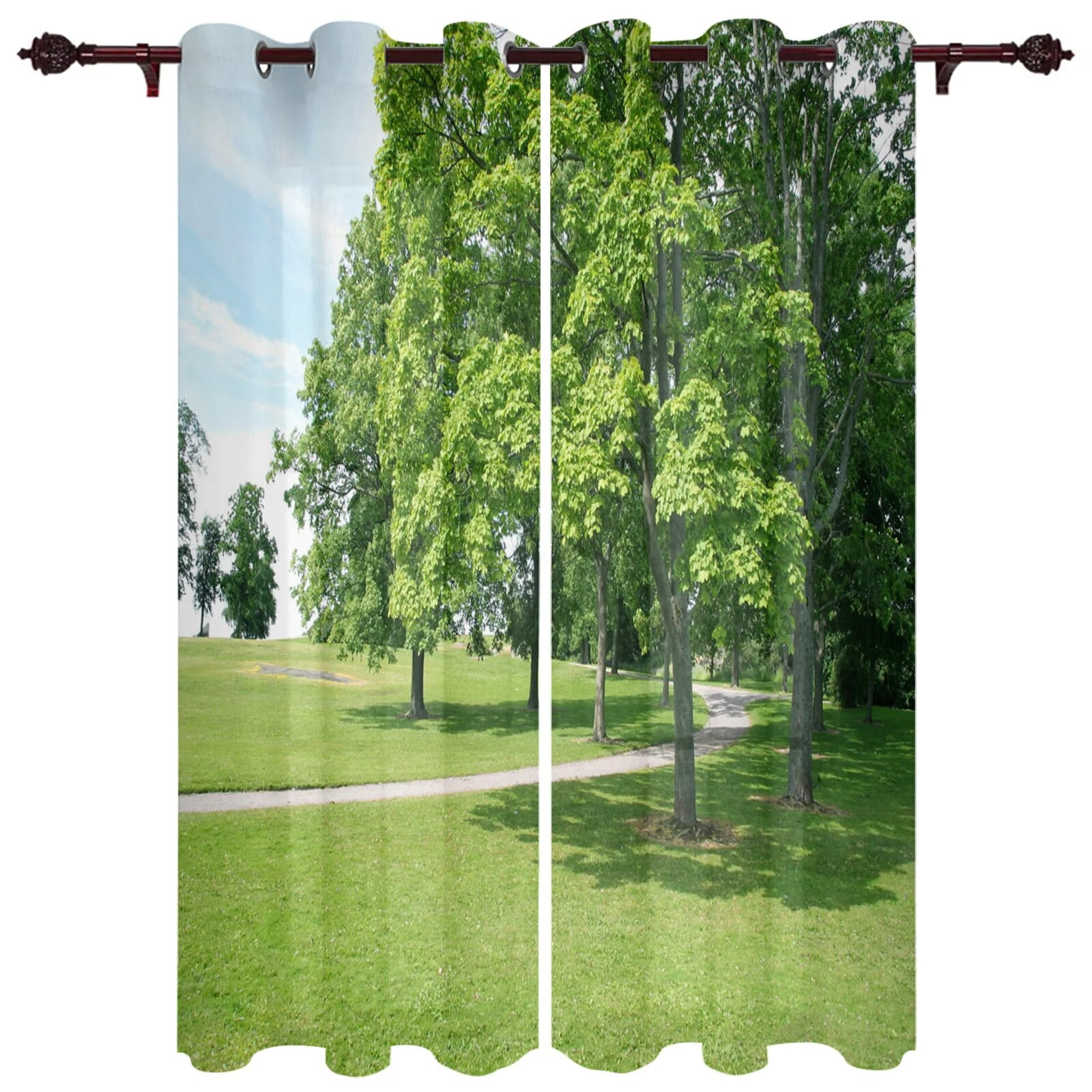 Outdoor Curtains Woods Grass Sky Living Room Kitchen Curtain Drape For ...