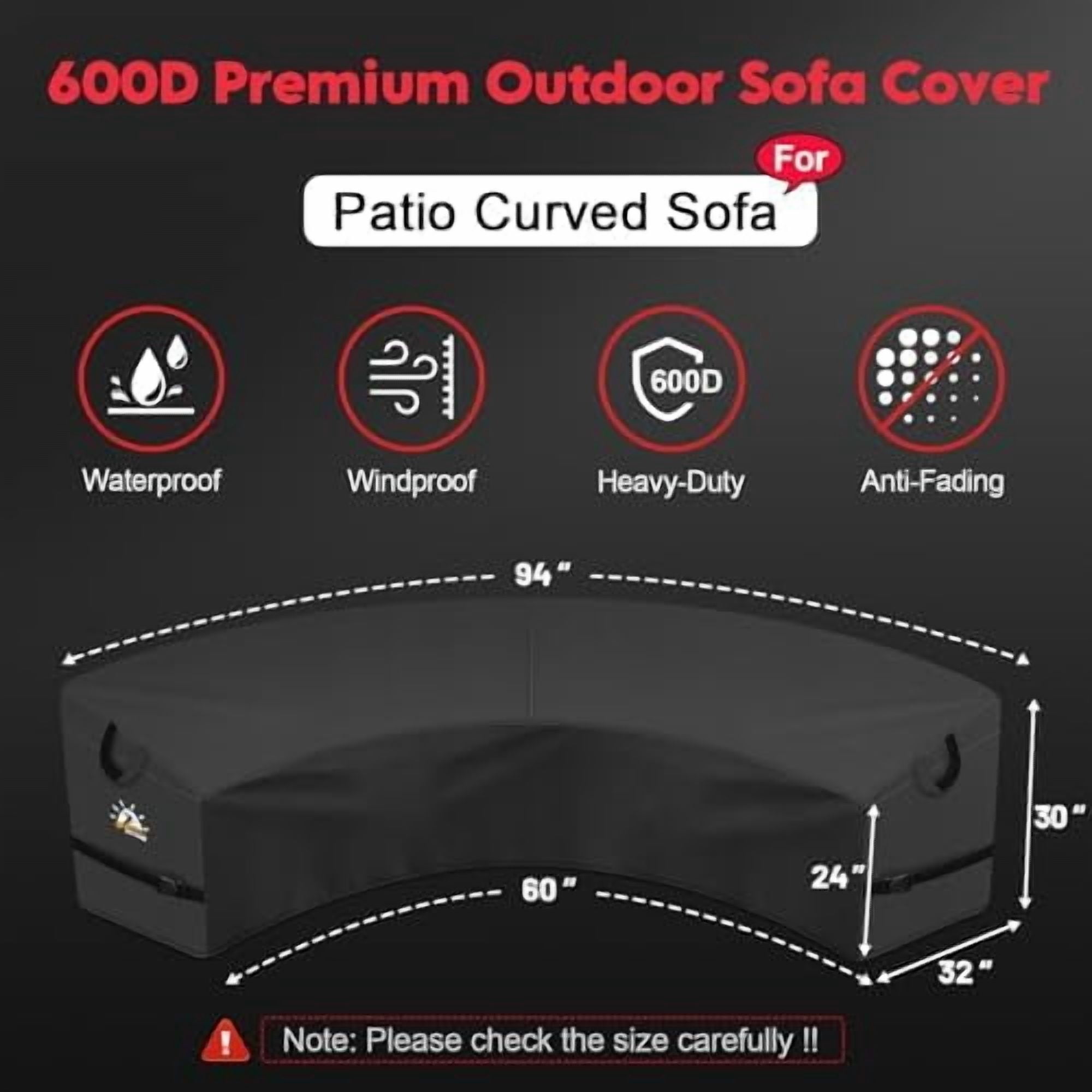 Outdoor Curved Sectional Cover - Patio Sectional Sofa Cover, 600D ...