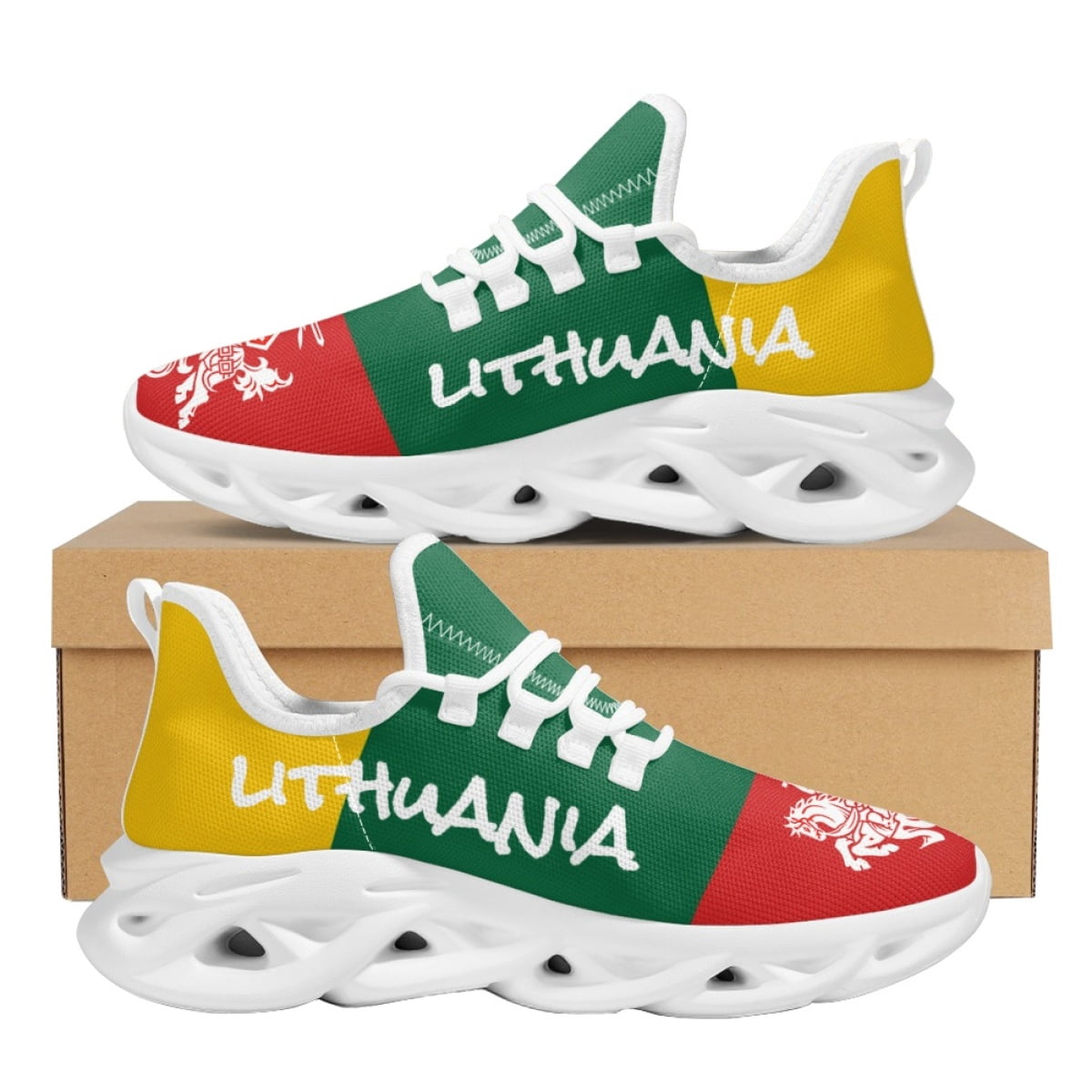 Outdoor Cushion Sneakers Lithuania Flag Printed Mesh Running Shjoes for ...