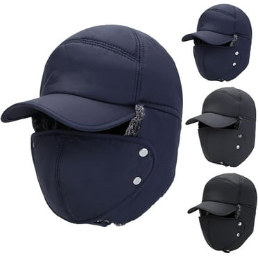 Men Winter Warm Ushanka Hat Fleeced Thick Cap with Earflaps and Mask ...