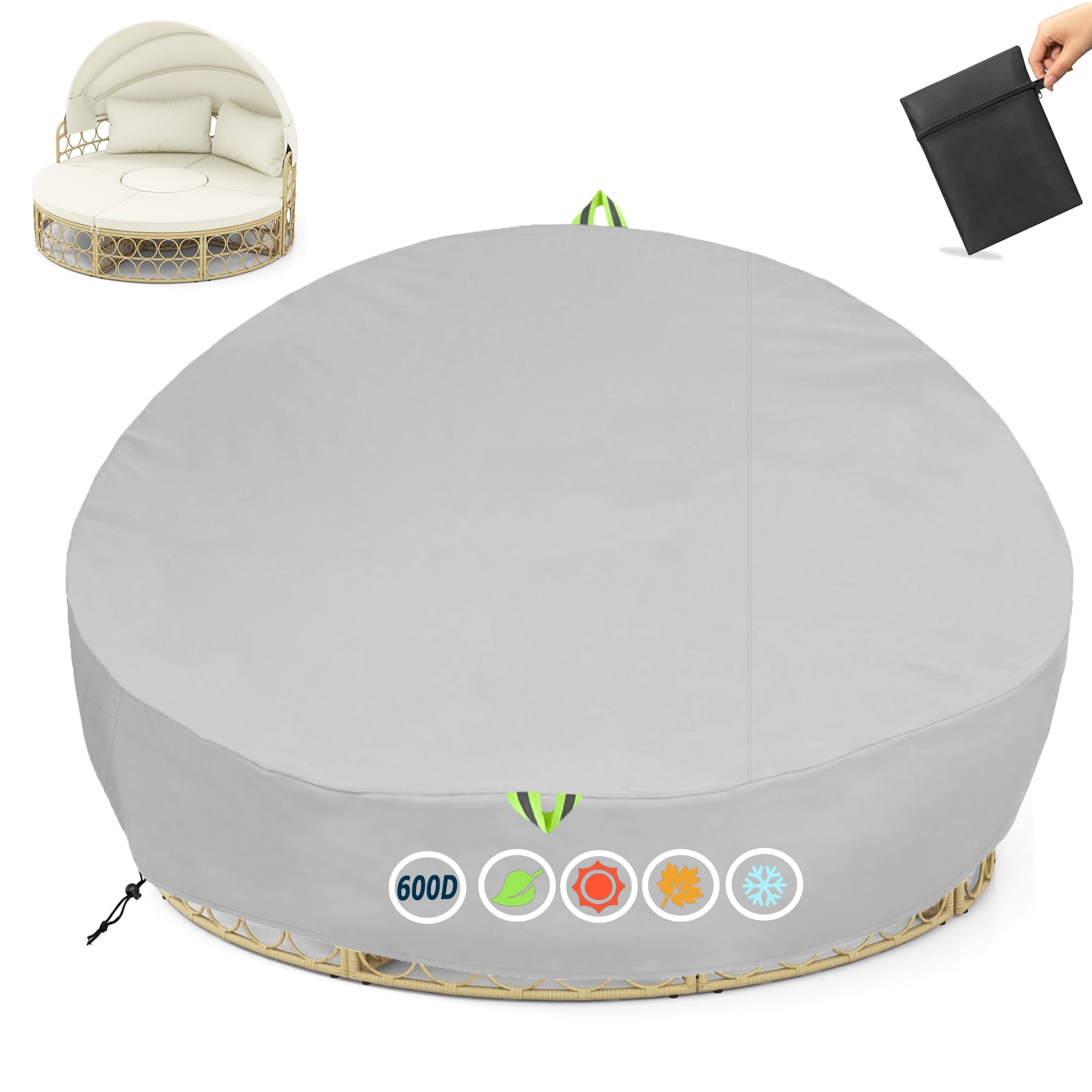 Outdoor Daybed Cover Waterproof, 600D Round Patio Sofa Cover, Heavy ...