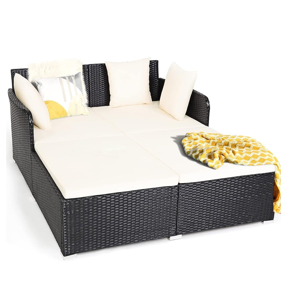Outdoor Daybed, Rattan Wicker Patio Daybed, Patio Sofa Furniture Set ...