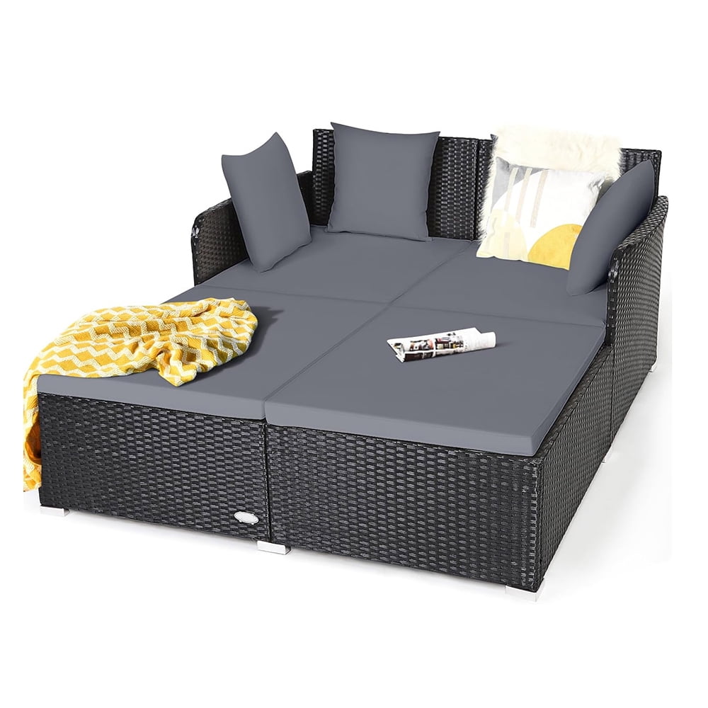 Outdoor Daybed, Rattan Wicker Patio Daybed, Heavy Duty Patio Sofa ...