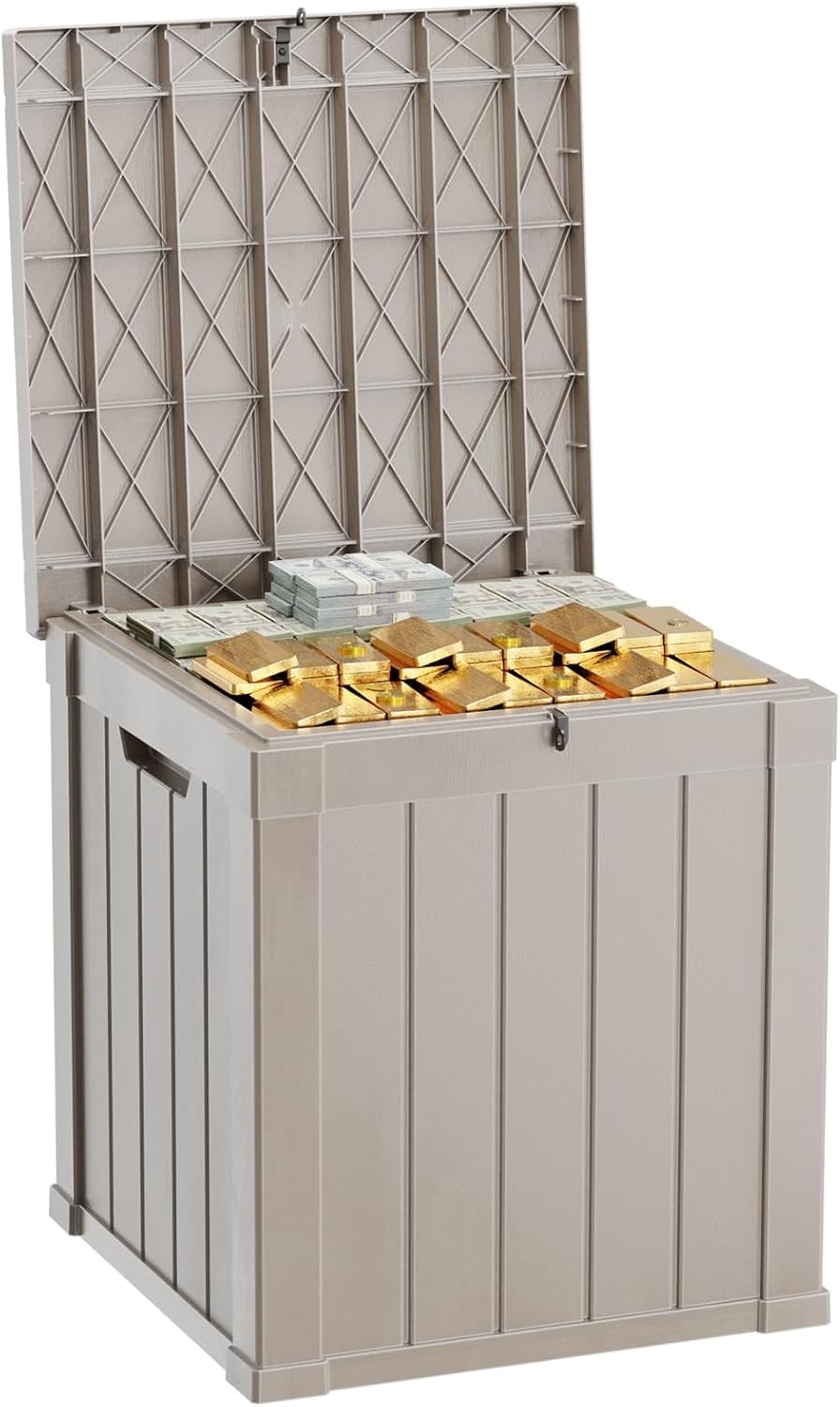 Outdoor Deck Box Waterproof Resin Storage Box with Lockable Indoor ...