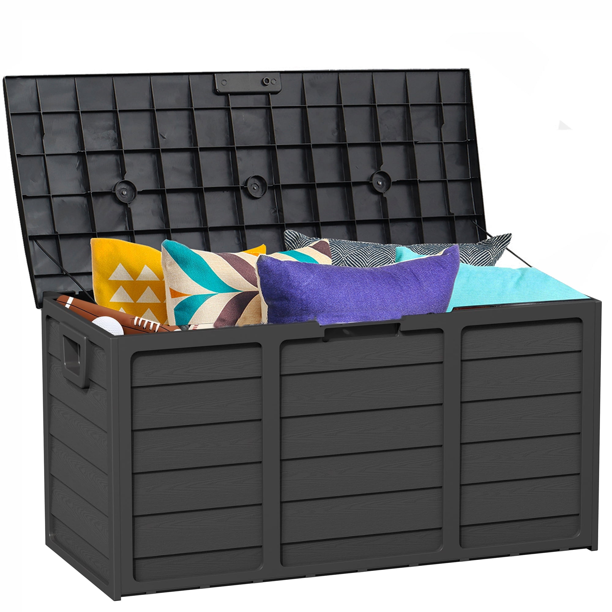Seizeen XXL Plastic Outdoor Deck Box, Backyard Storage Bin, Waterproof ...