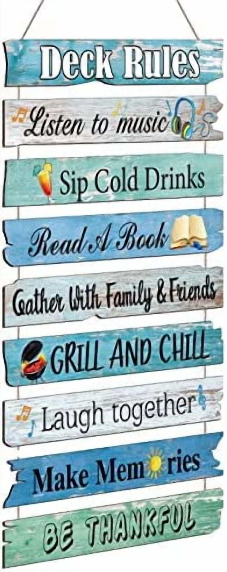 Outdoor Deck Rules Sign Wall Art Porch Camping Summer Pool Dock Sign ...