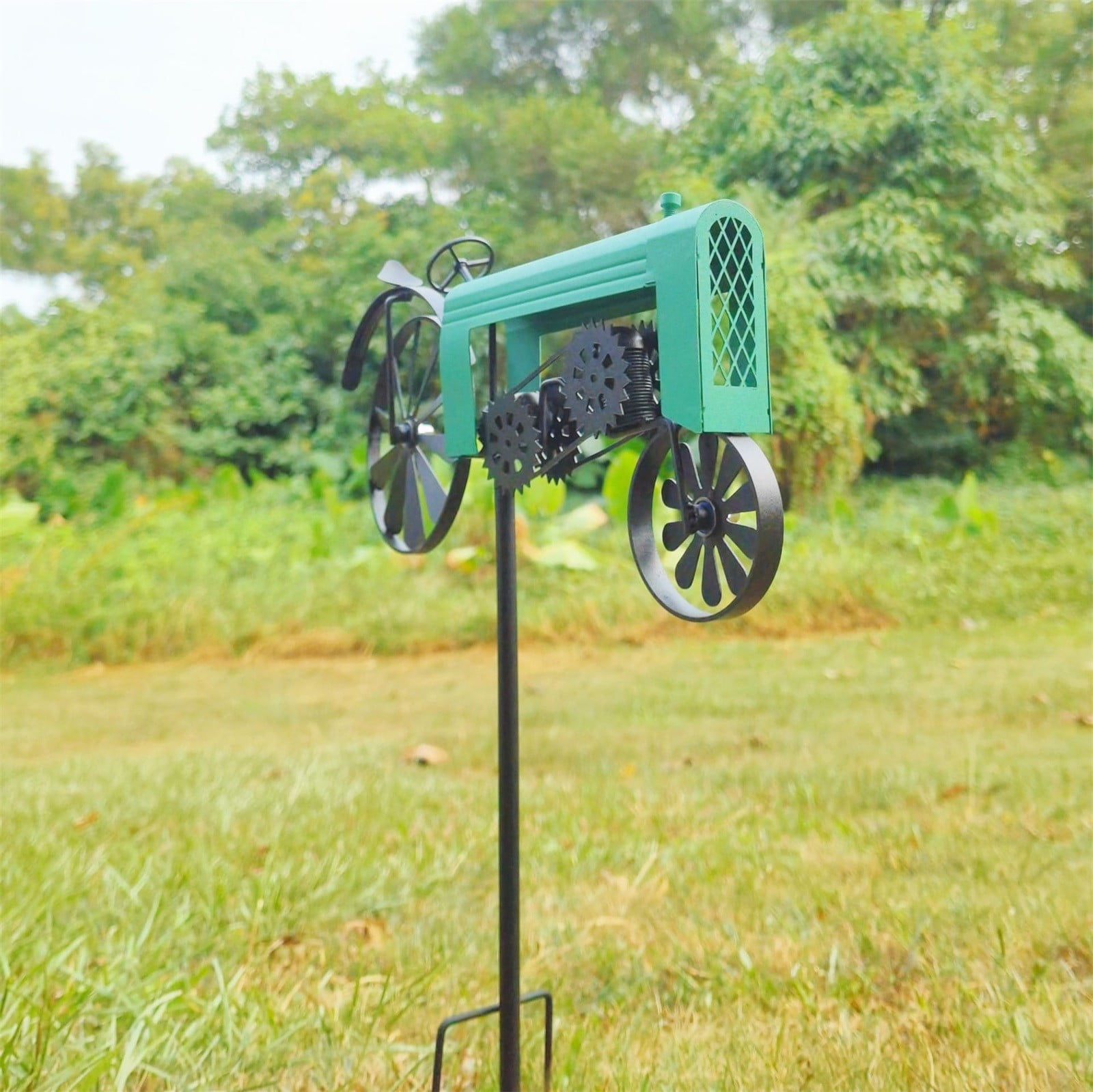 Outdoor Decor Garden Decor Tractor Wind , Vintage Turning Wheels Metal ...