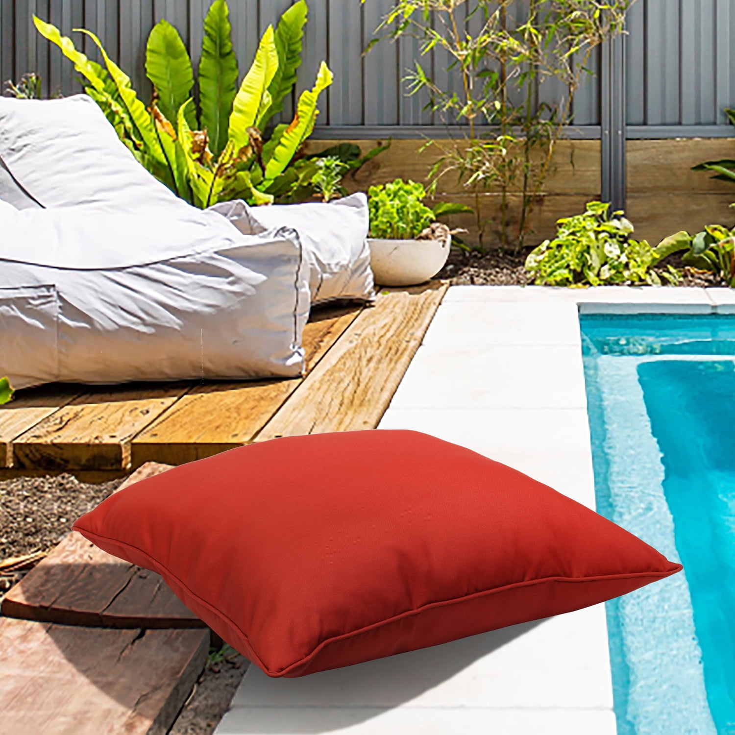 Outdoor Decor Ruby Red Large Decorative Pillow 24 x 24 in Red - Walmart.com