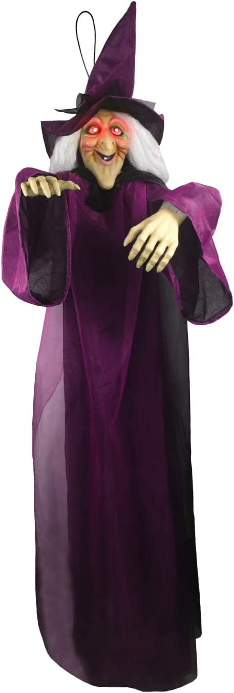 Outdoor Decorations Animated Talking Witch, Red Eyes, 75" Life Size ...