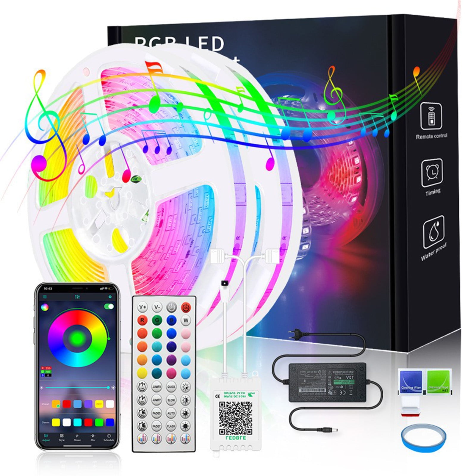 Outdoor Decorations Solar Lights 200in LED Light Strip RGB Bluetooth ...