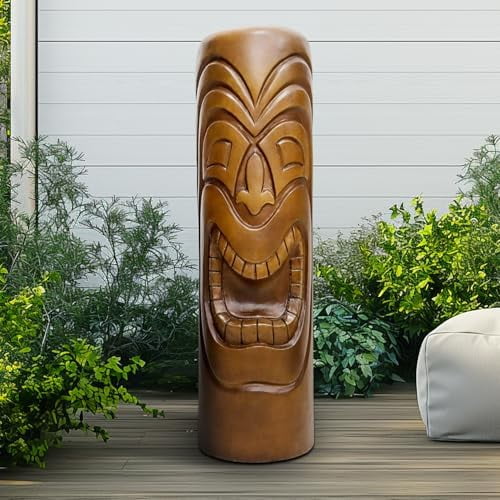 Outdoor Decorative Statues - 35.8”H The Grande Tiki God Kanaloa Teeth ...