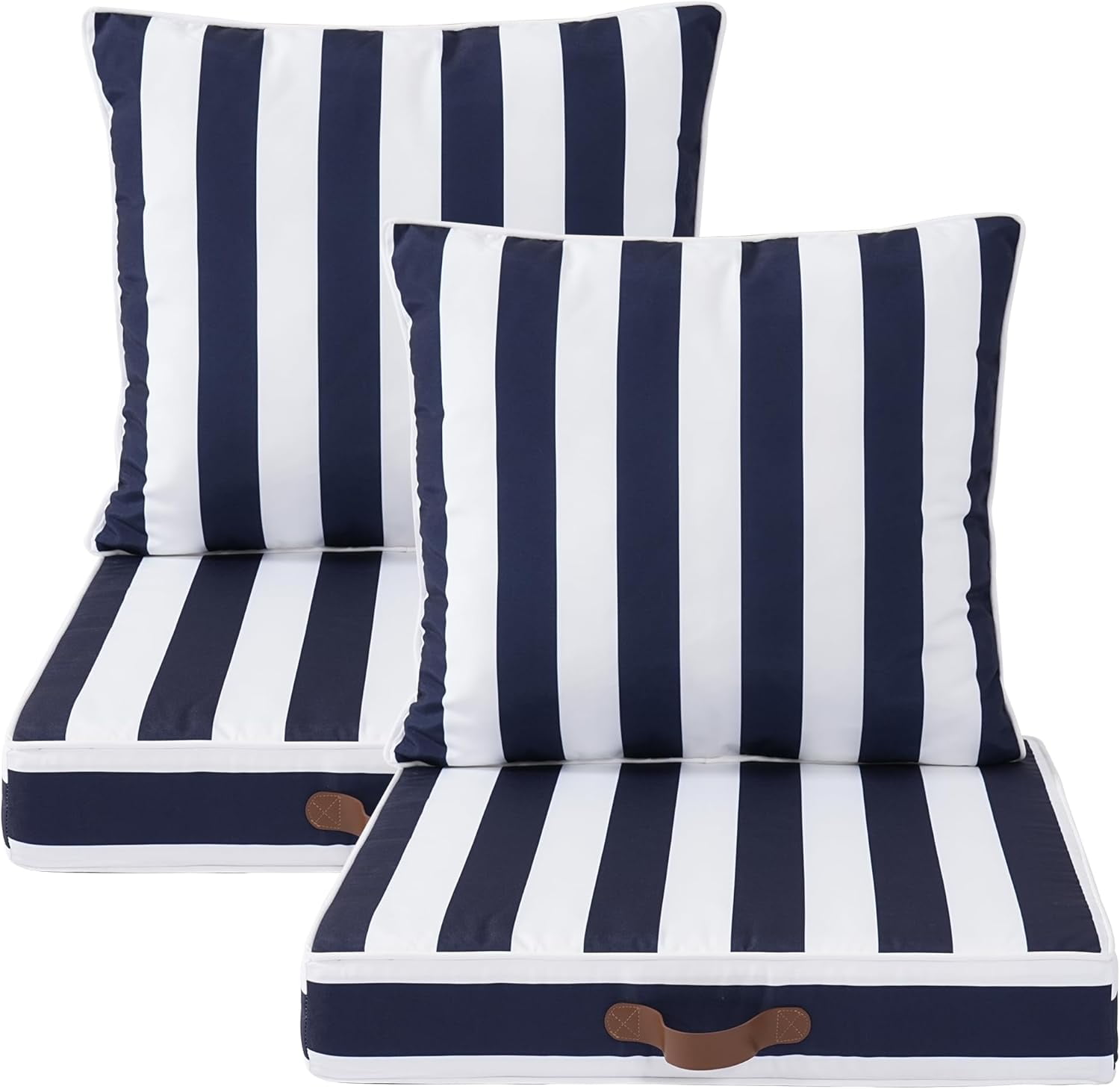 Outdoor Deep Seat Cushion Set of 2, Weather Resistant Patio Furniture ...