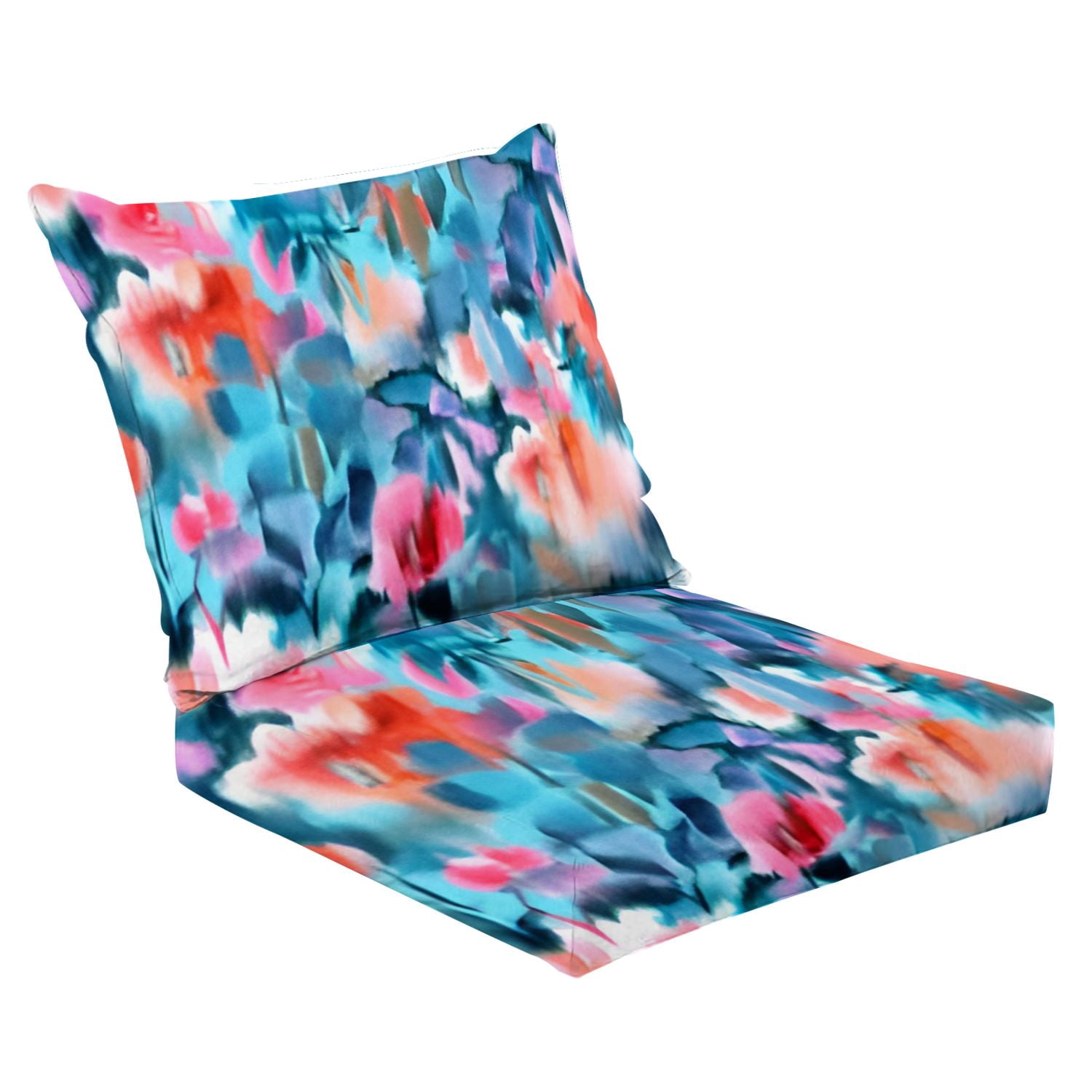 Outdoor Deep Seat Cushion Set 24" x 24" Watercolor hand drawn botanical ...