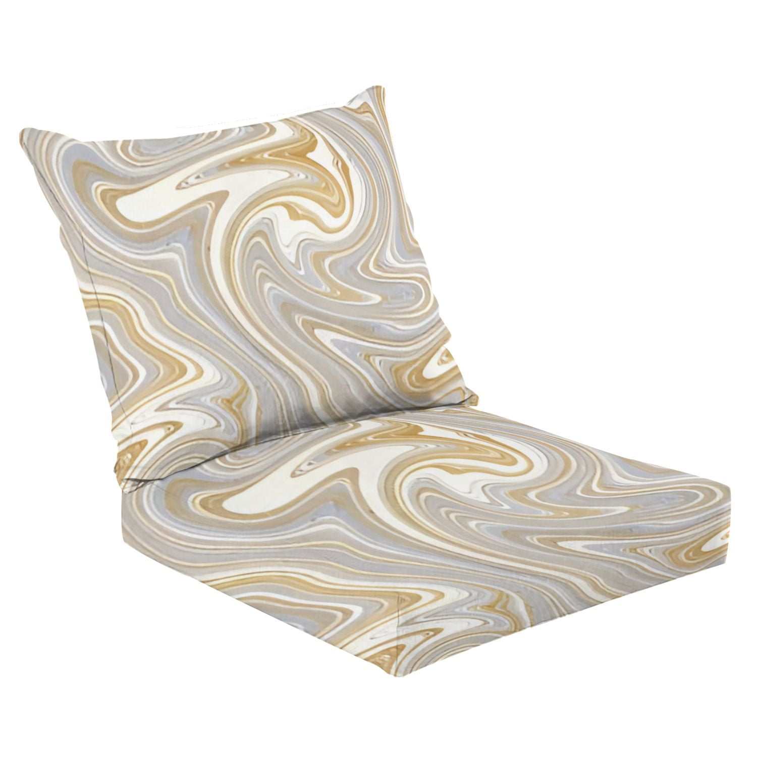 Outdoor Deep Seat Cushion Set 24" x 24" Abstract swirl Neutral marble ...
