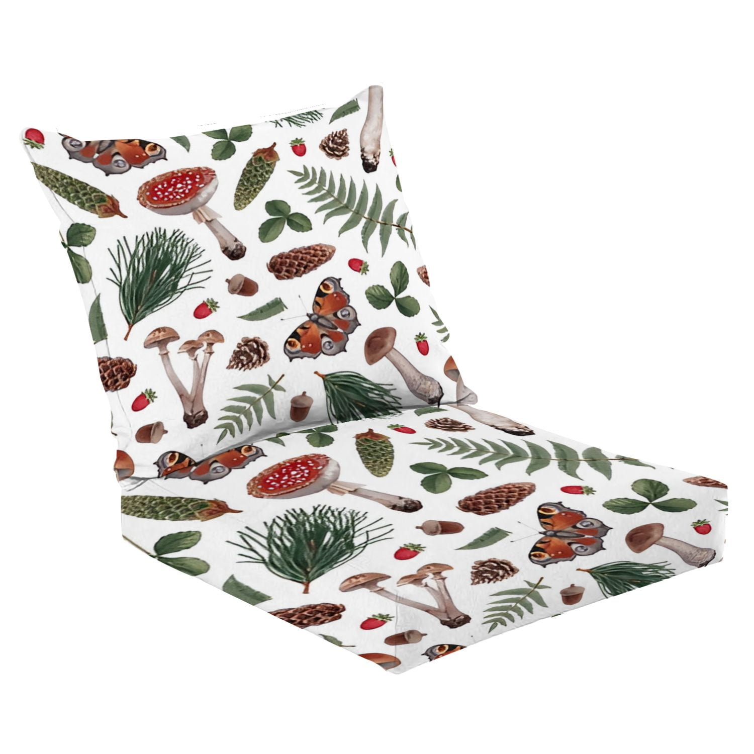 Outdoor Deep Seat Cushion Set 24" x 24" Hand painted botanical pattern ...