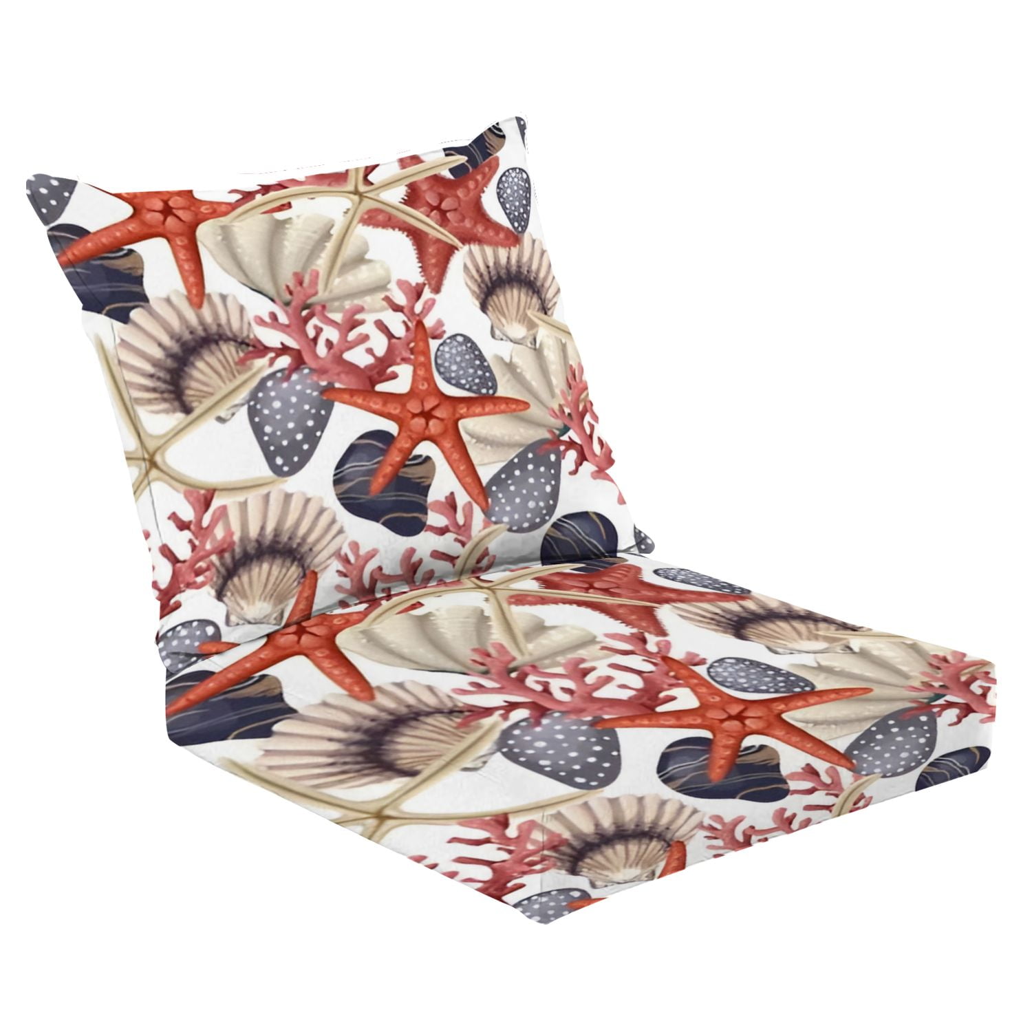 Outdoor Deep Seat Cushion Set 24" x 24" Seamless pattern red starfishes ...