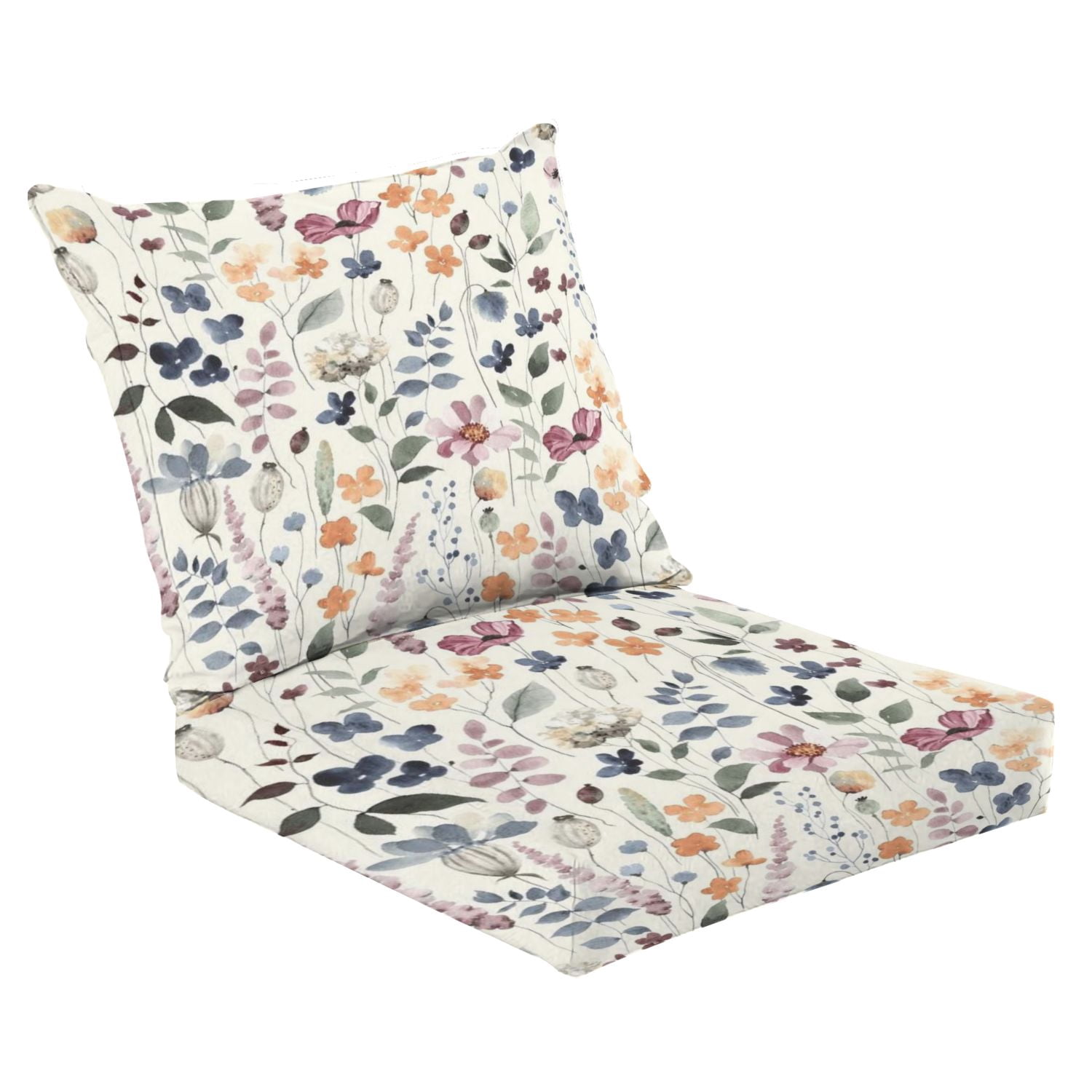 Outdoor Deep Seat Cushion Set 24" x 24" Watercolor floral seamless ...